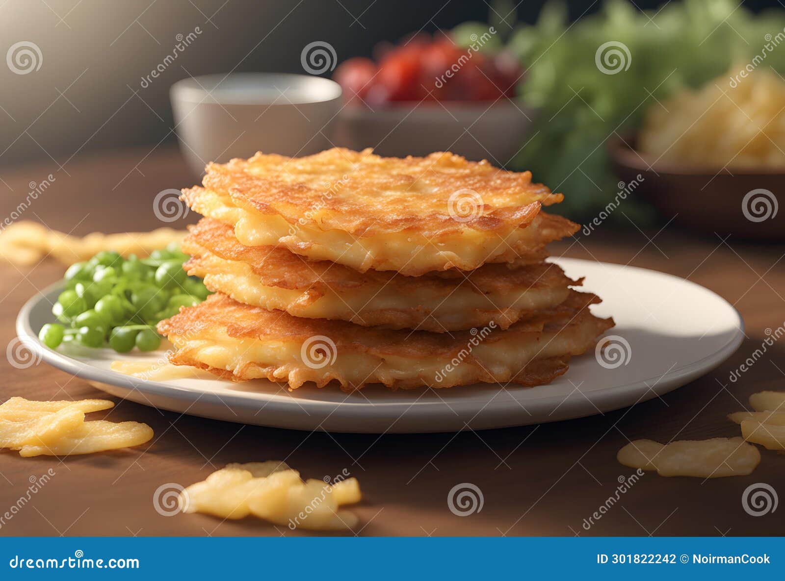 American Hash Browns on the Table Close-up Stock Illustration ...