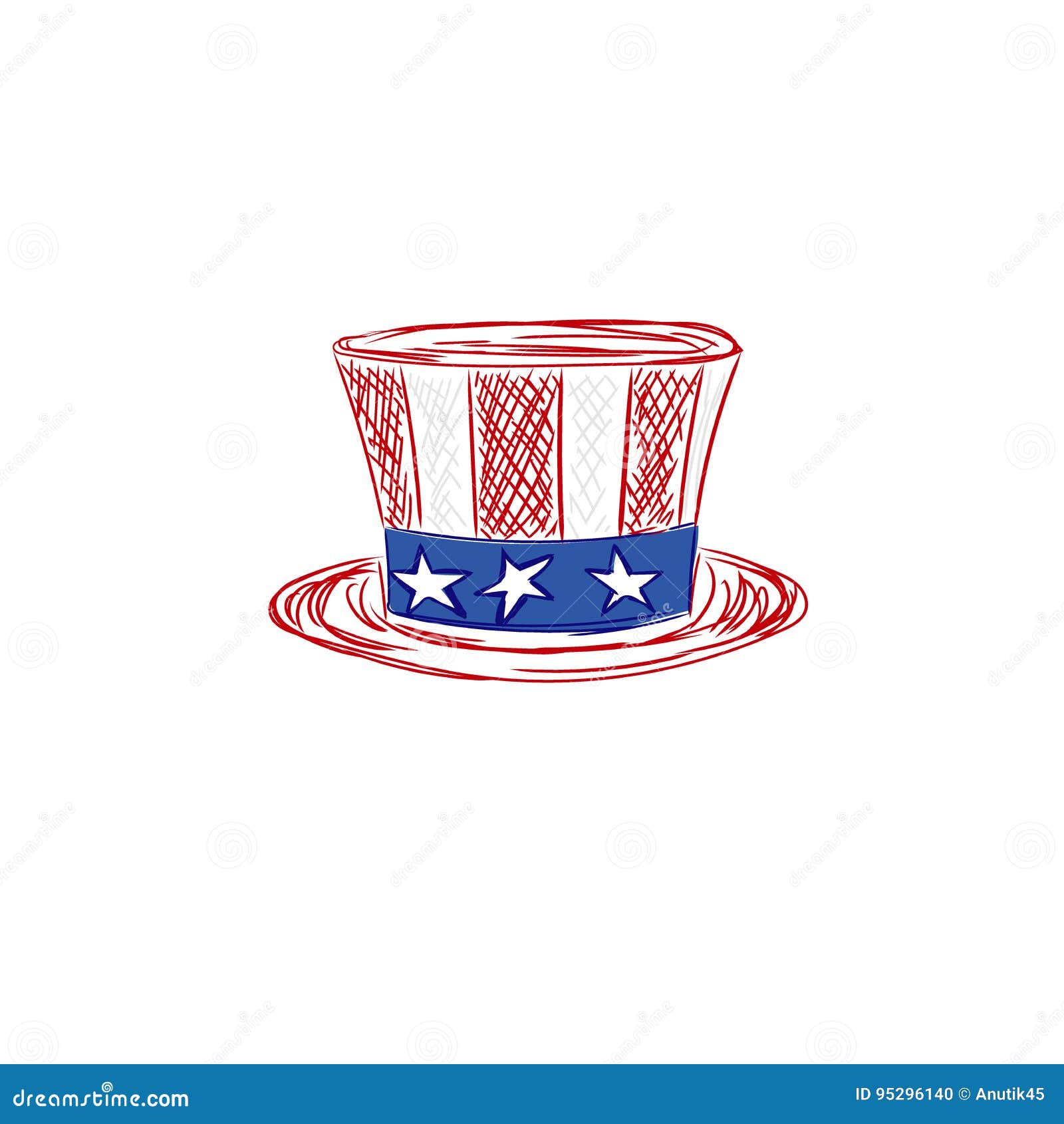 American Hat, Sketch Style, Vector Illustration Stock Vector ...