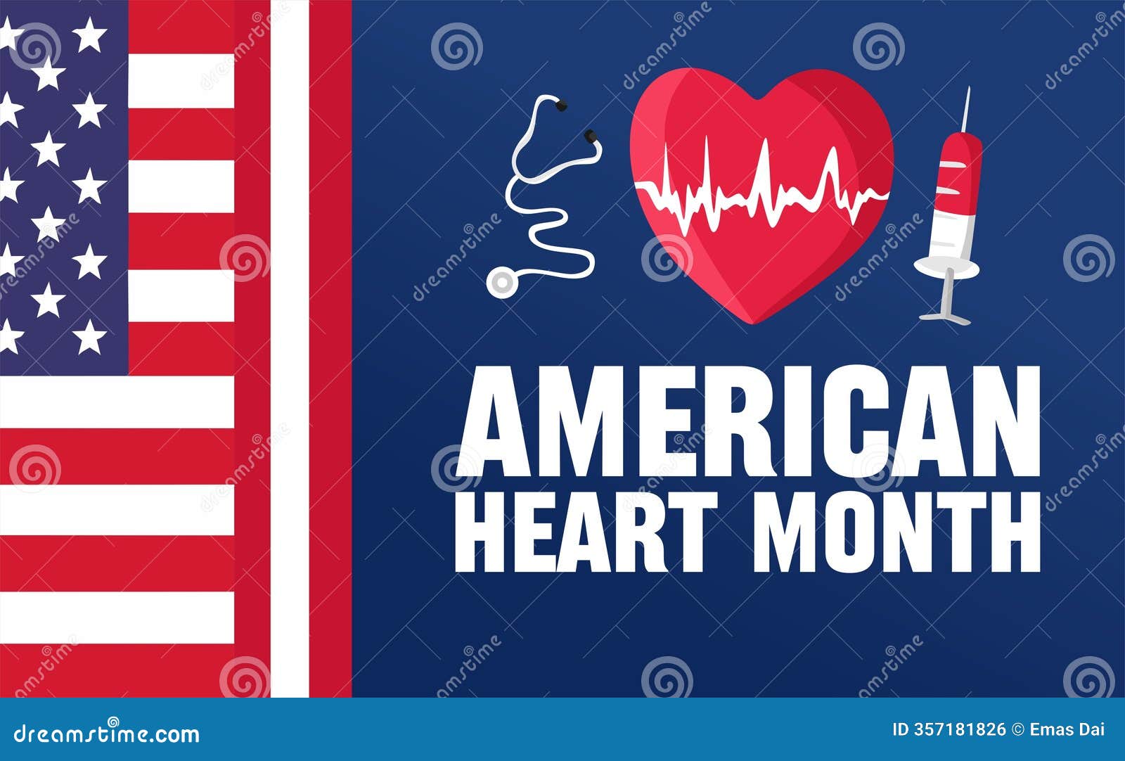 American Heart Month for All Americans Stock Illustration ...