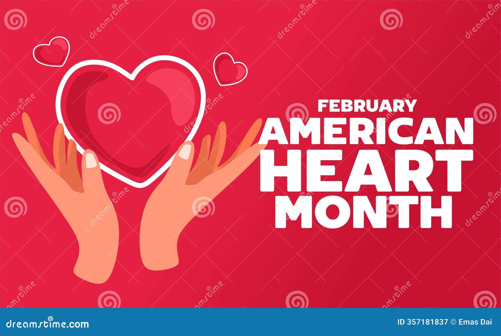 American Heart Month Vector Design For Banner Or Background Royalty ...