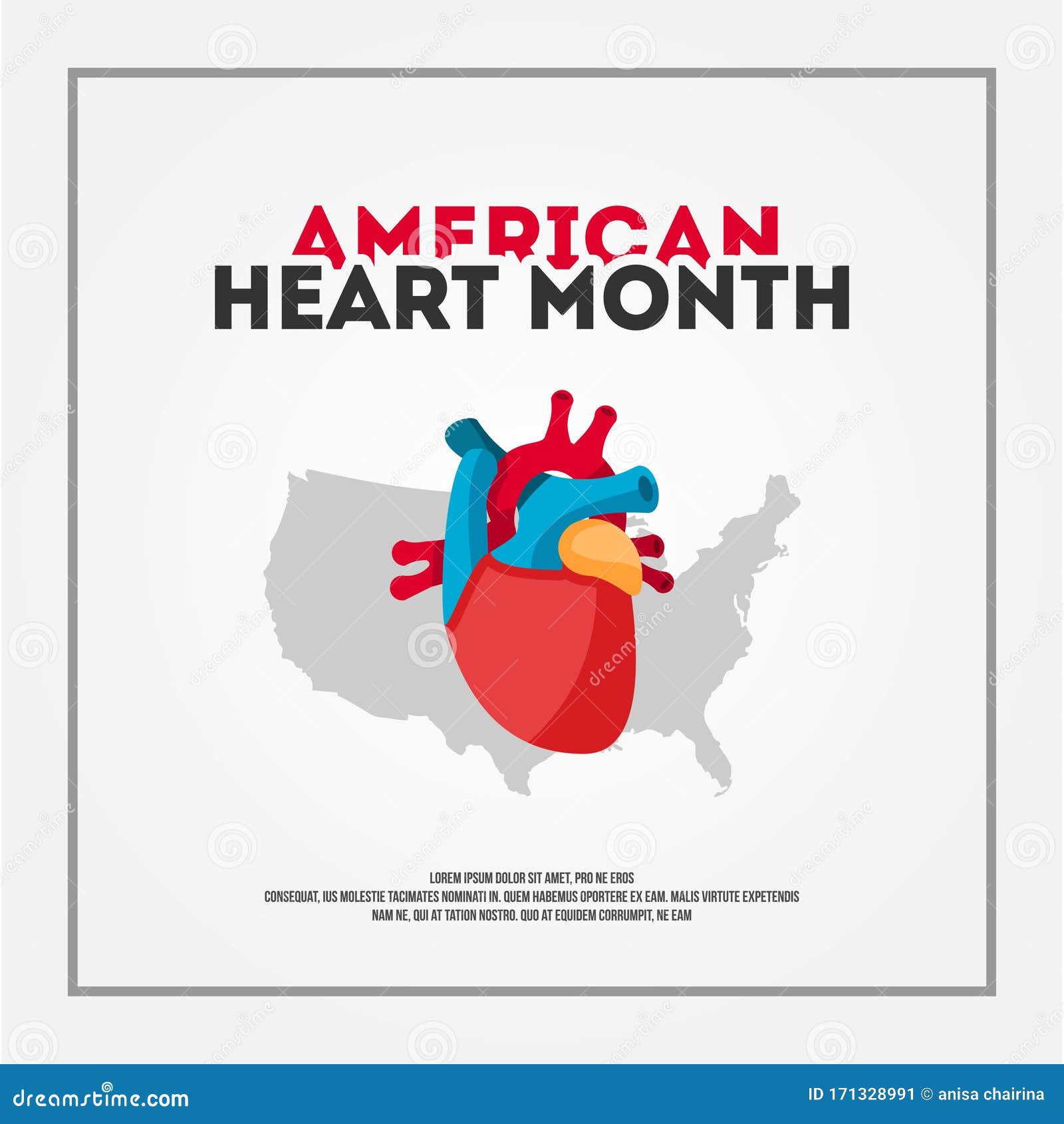 American Heart Month Vector Design for Banner or Background Stock ...