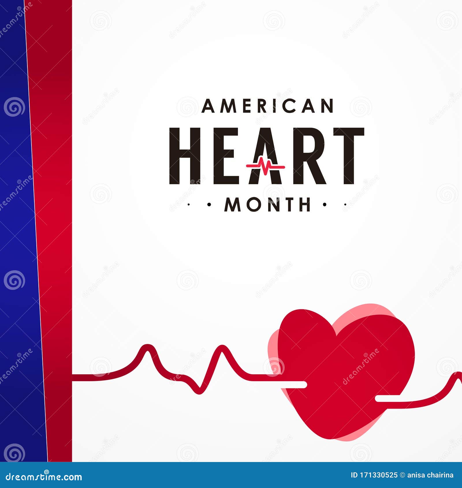 American Heart Month Vector Design for Banner or Background Stock ...