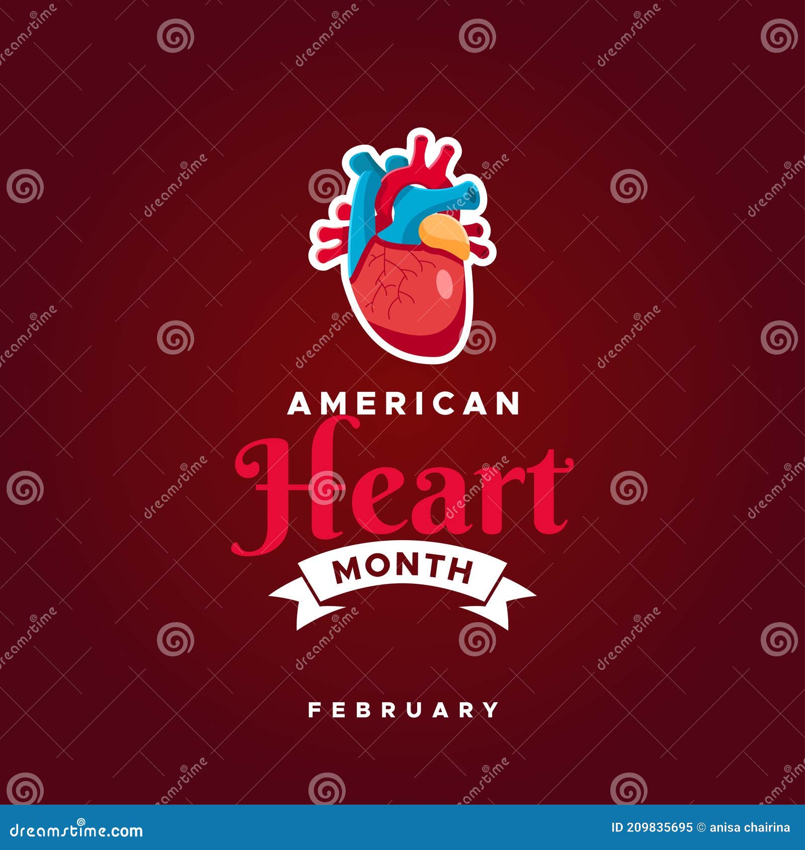 American Heart Month Vector Design Template Background Stock Vector ...