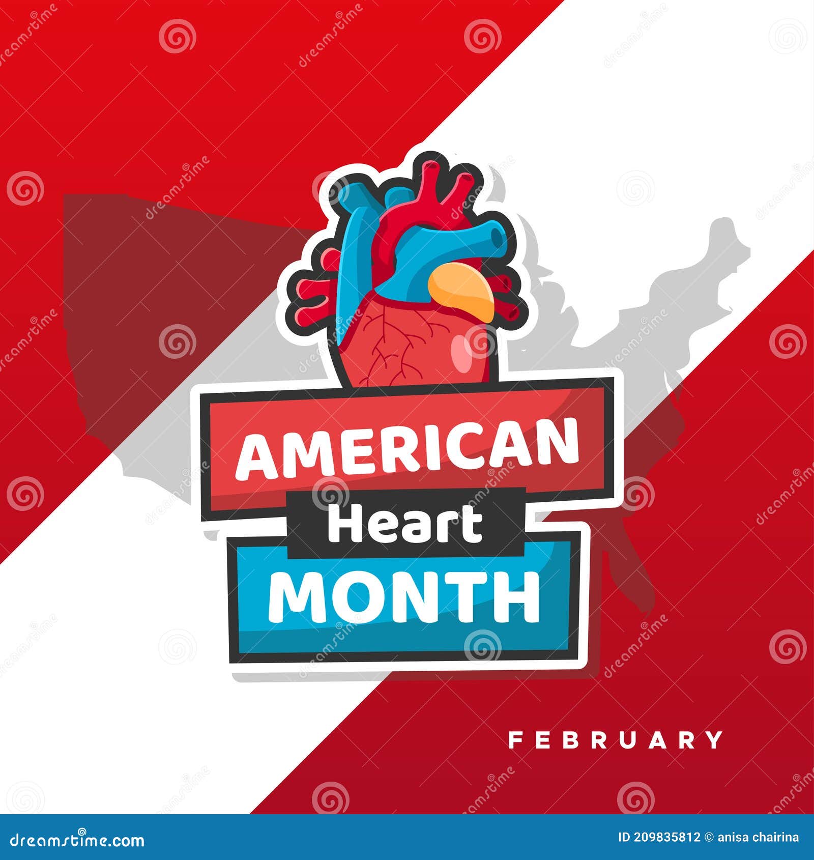 American Heart Month Vector Design Template Background Stock Vector ...