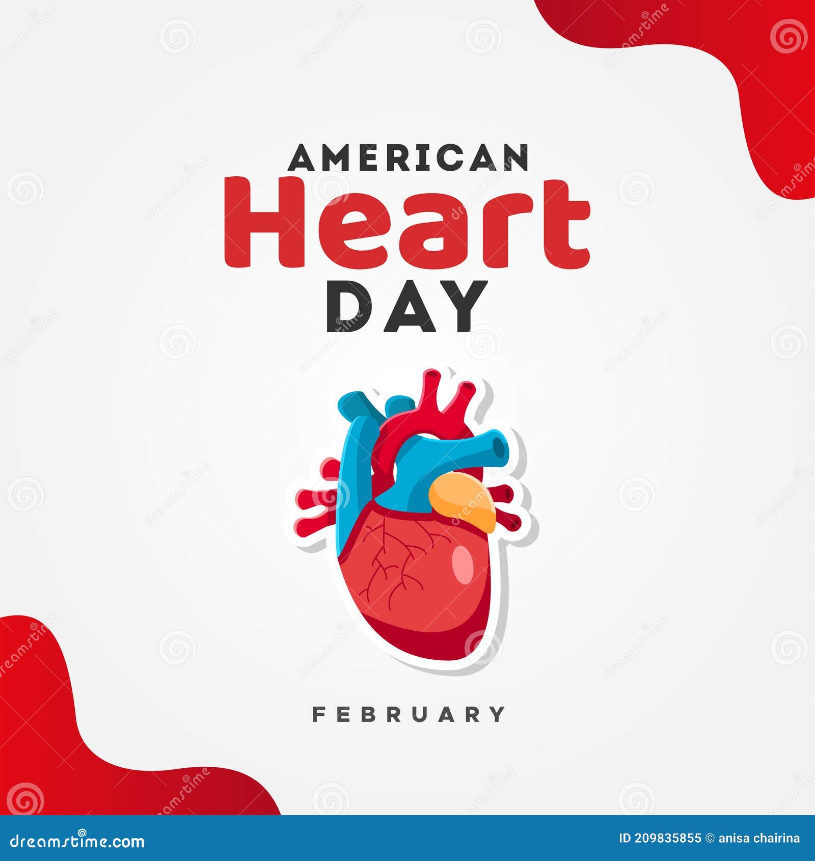 American Heart Month Vector Design Template Background Stock Vector ...