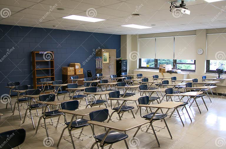 American High School Classroom with Desk Stock Image - Image of high ...