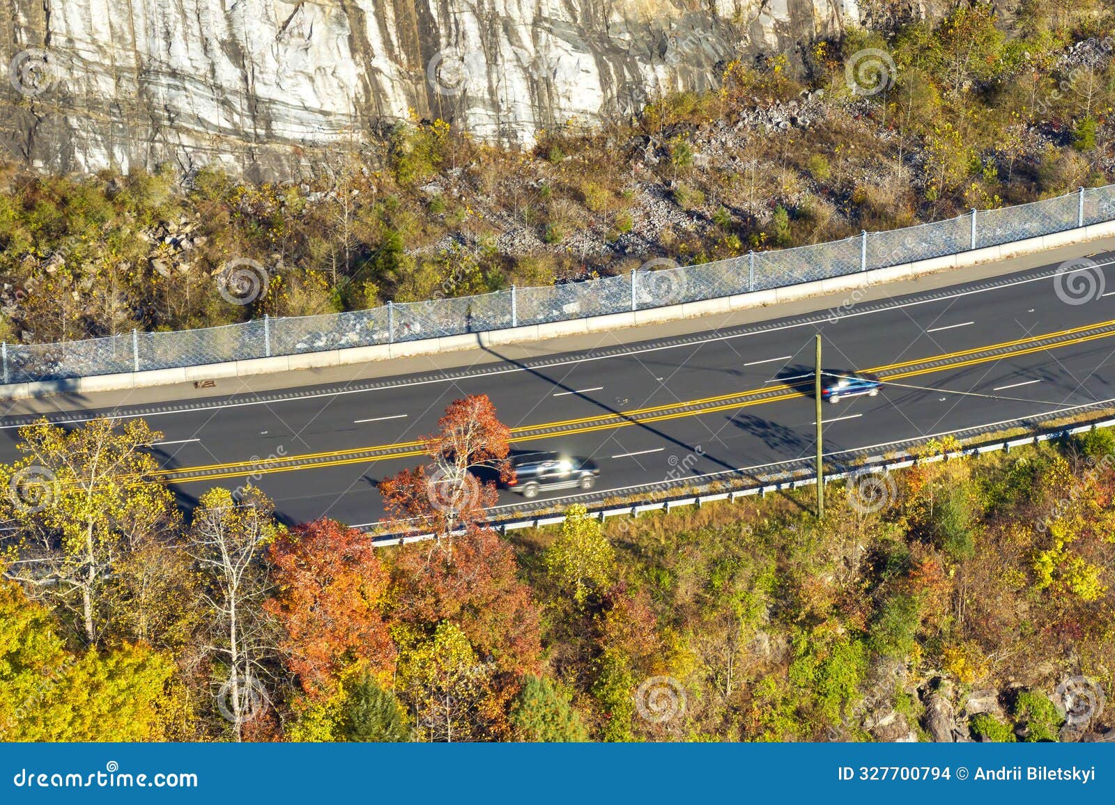 American Highway with Fast Moving Traffic. Interstate Transportation ...