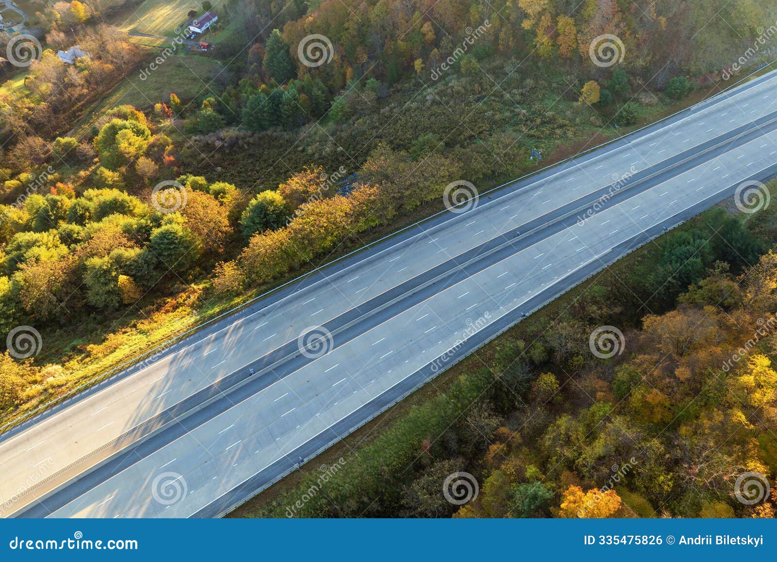 American Highway with Fast Moving Traffic. Interstate Transportation ...