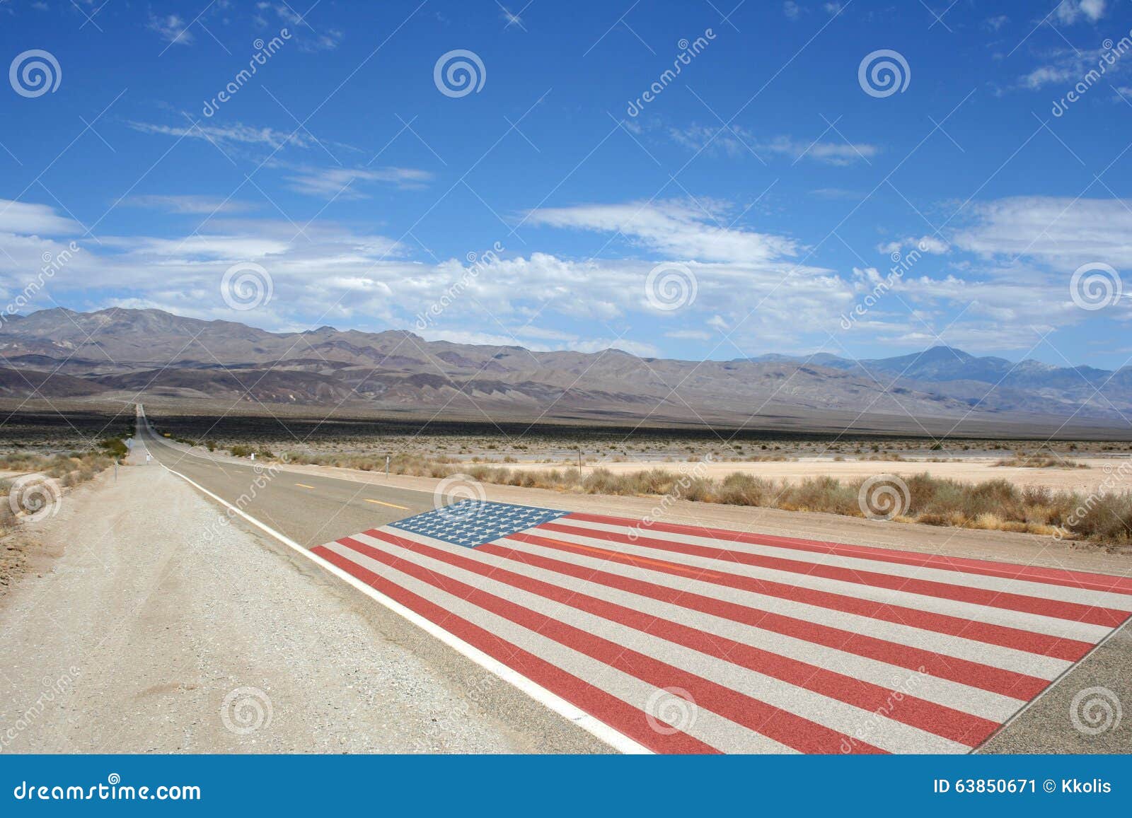 The American highway stock image. Image of flag, road - 63850671