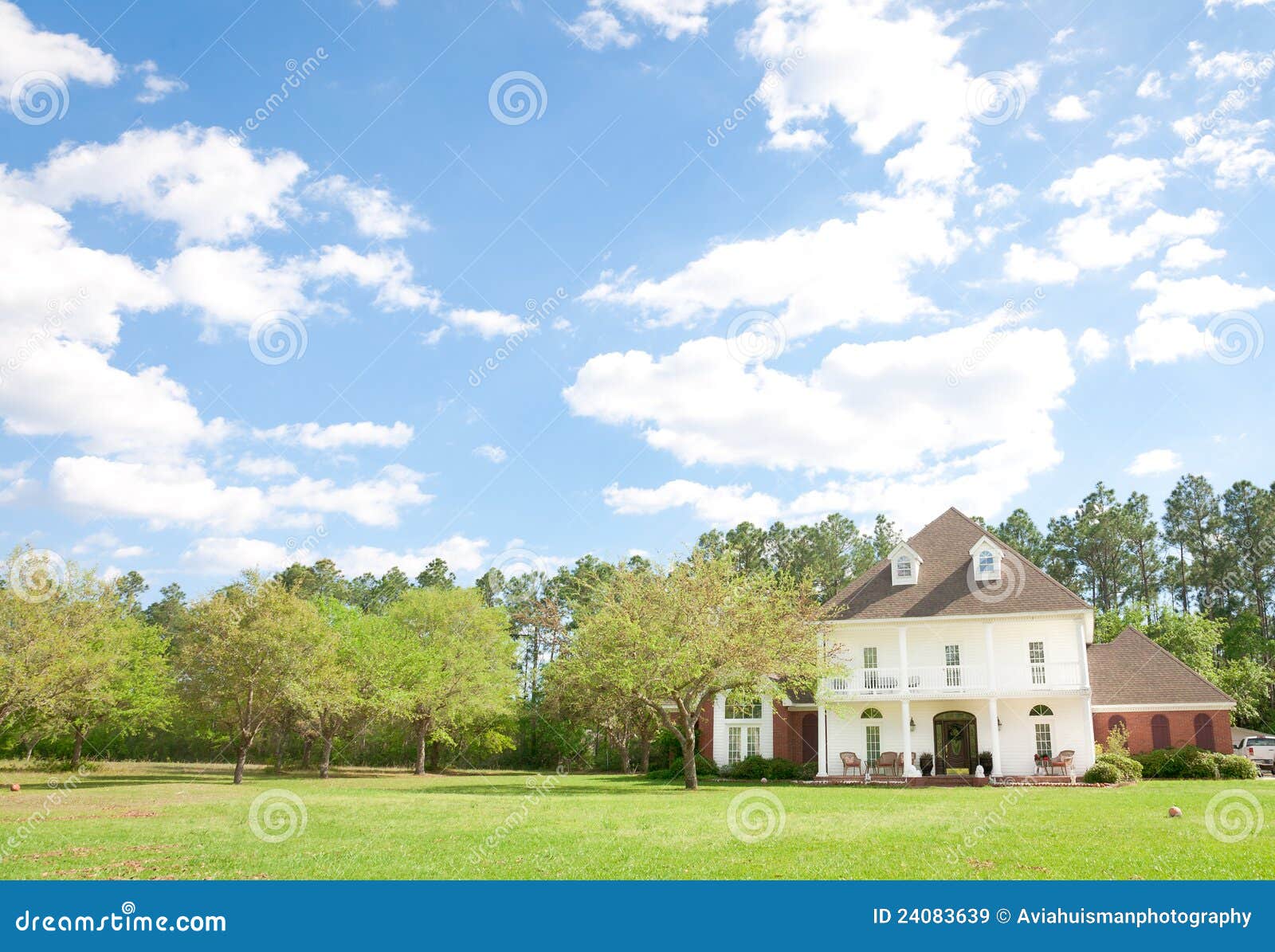 American Home: Southern-Style Mansion Stock Image - Image of brown ...