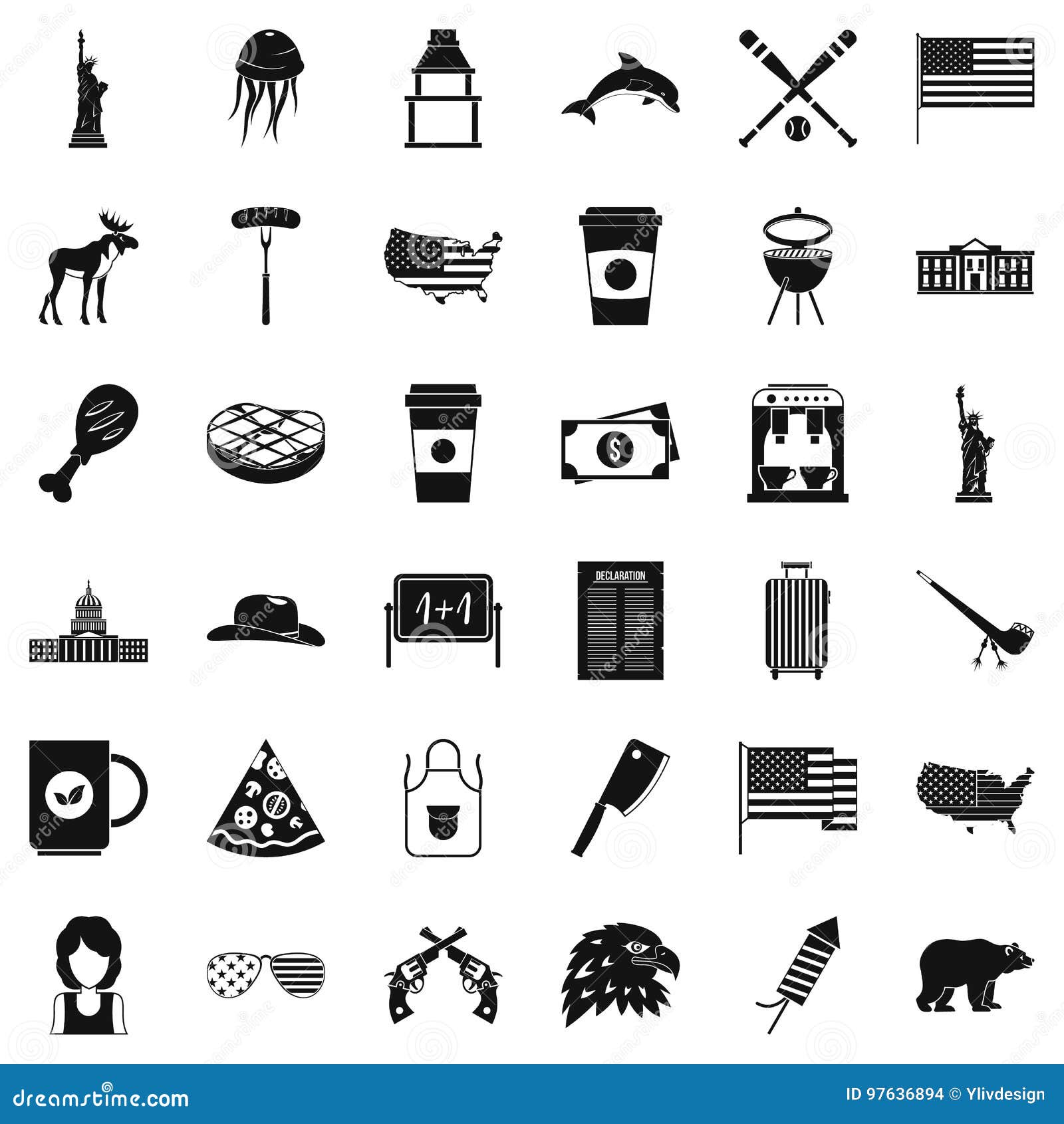 American Icons Set, Simple Style Stock Vector - Illustration of bird ...