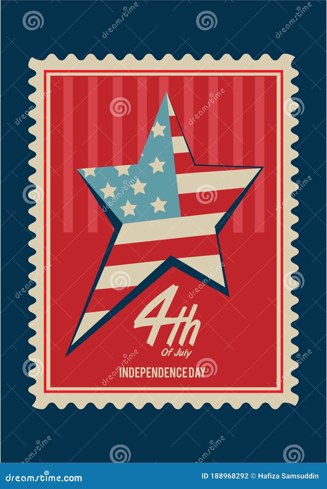 American Independence Day Postage Stamp. Vector Illustration Decorative ...