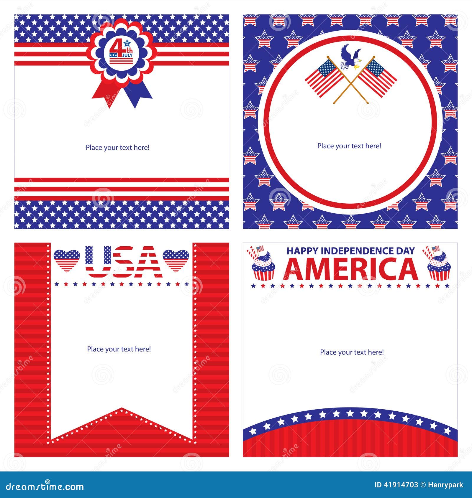 American Independence Day Template Card Sets. Stock Vector ...