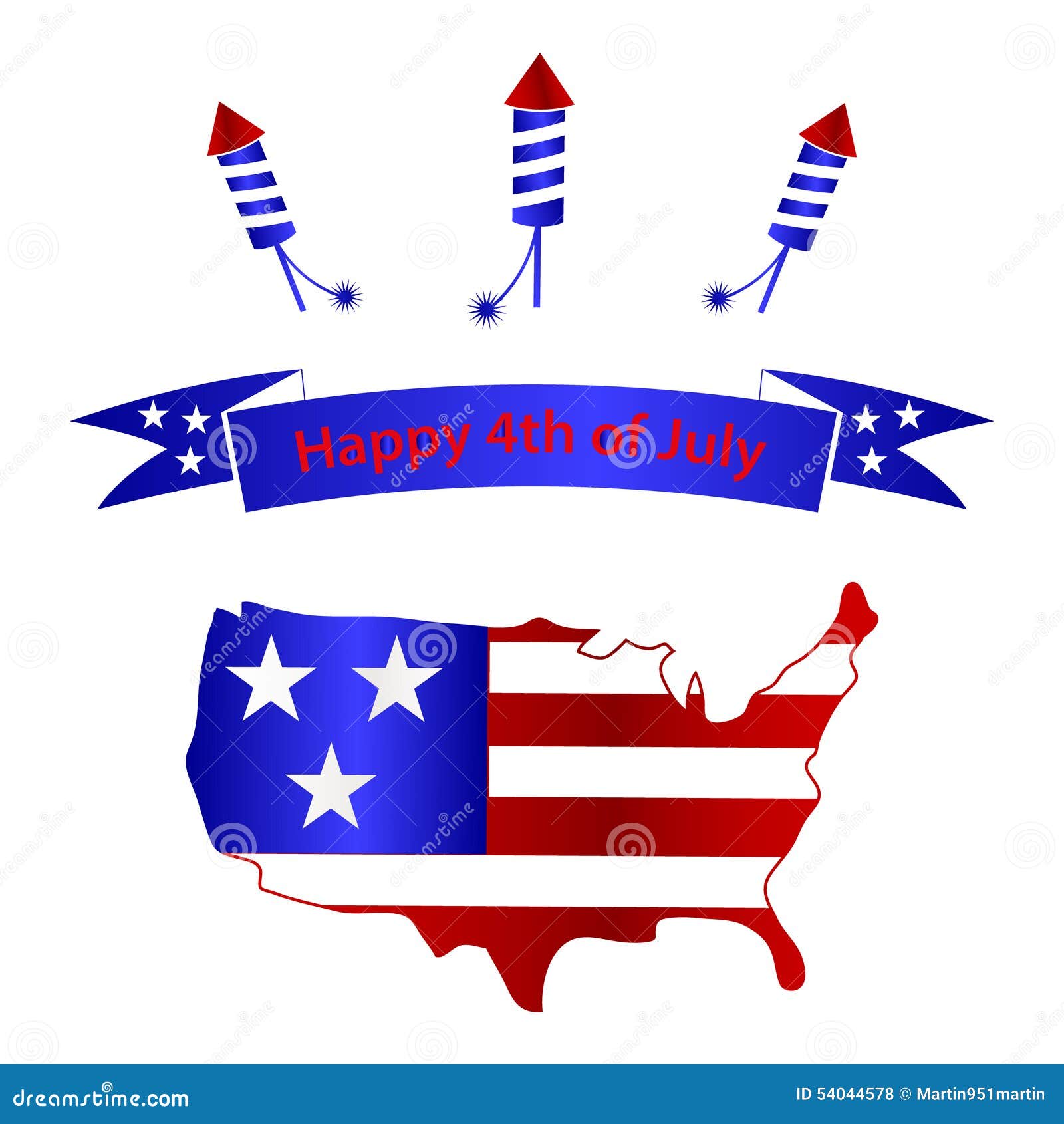 American Independence Day with USA Map Celebration Eps10 Stock Vector ...