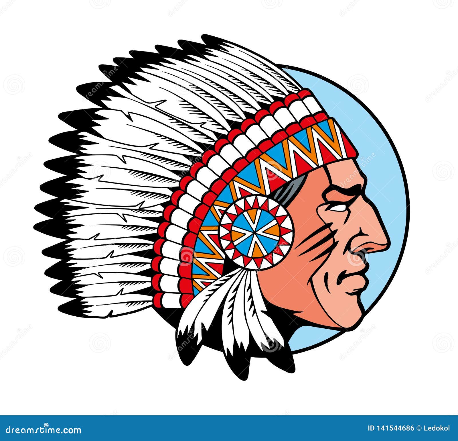 American Indian Chief Head Profile. Vector Illustration Stock Vector ...