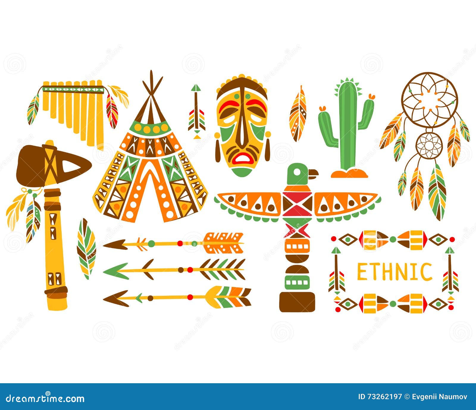 American Indian Ethnic Elements Boho Style Design Set Stock Vector ...