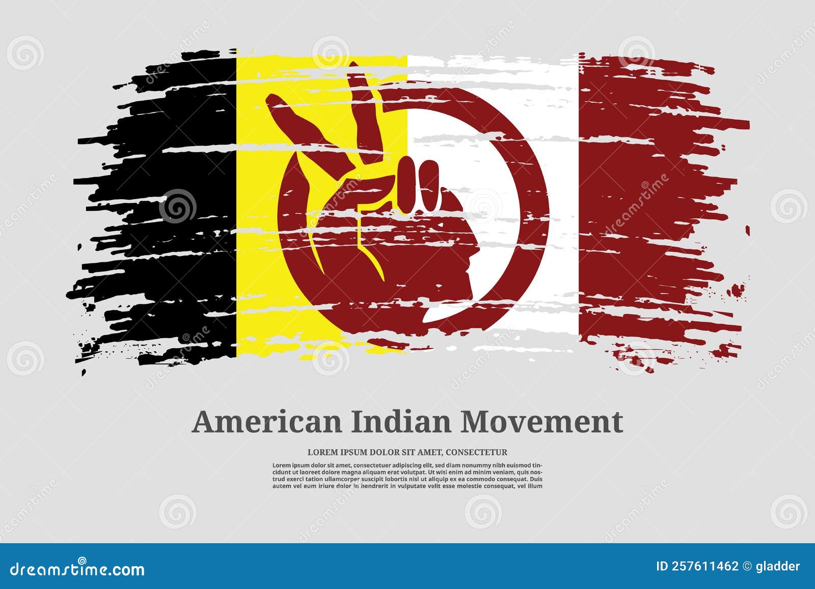 American Indian Movement Flag with Brush Stroke Effect and Information ...