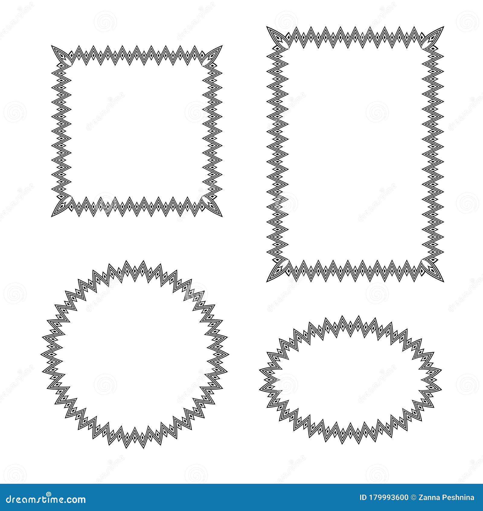 American Ethnic Round, Square Border Frame Set Stock Illustration ...