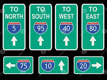 American Interstate signs stock illustration. Illustration of arrows ...