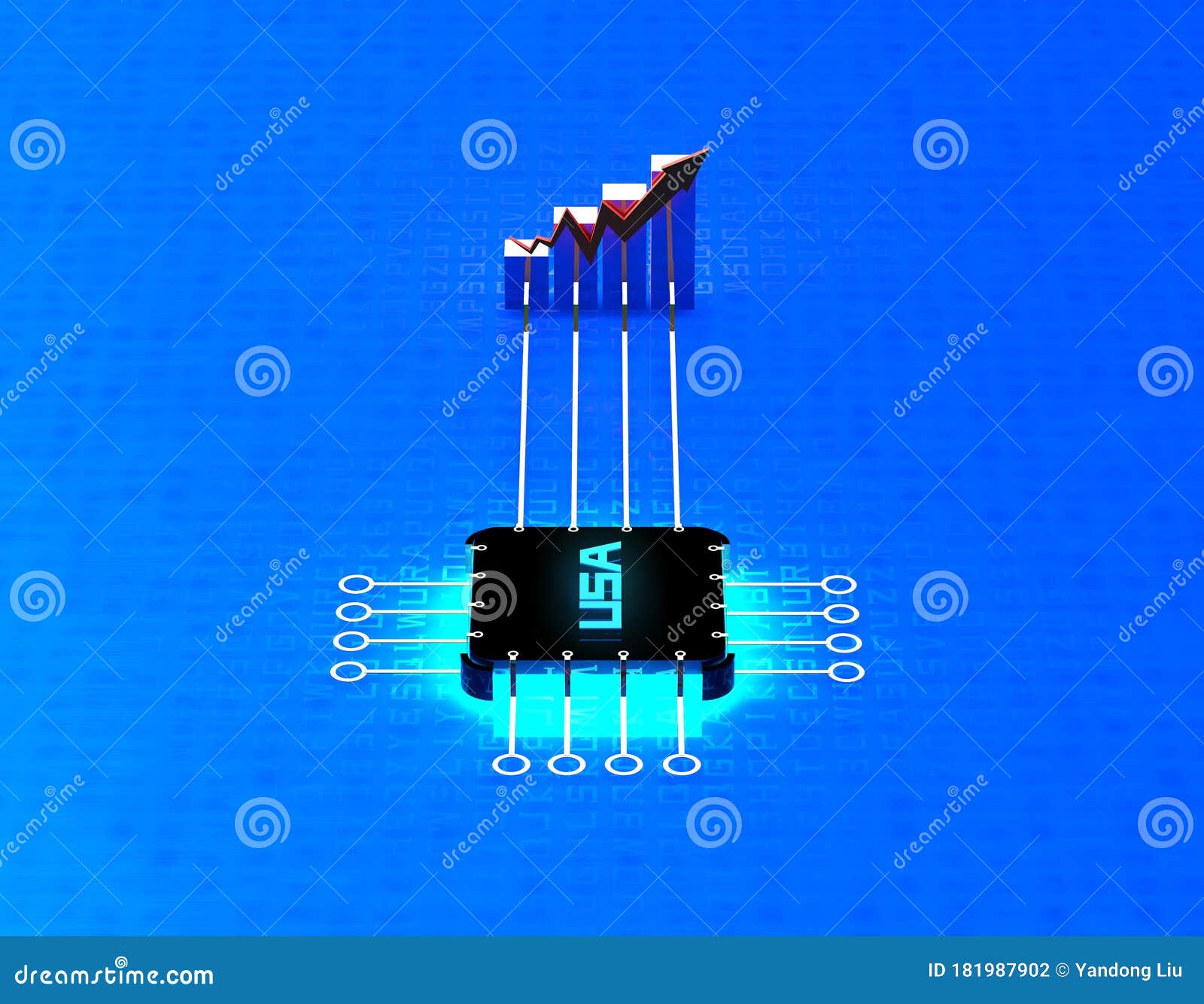 American-made CPU Chip, Communication Data Transmission and Arrow ...