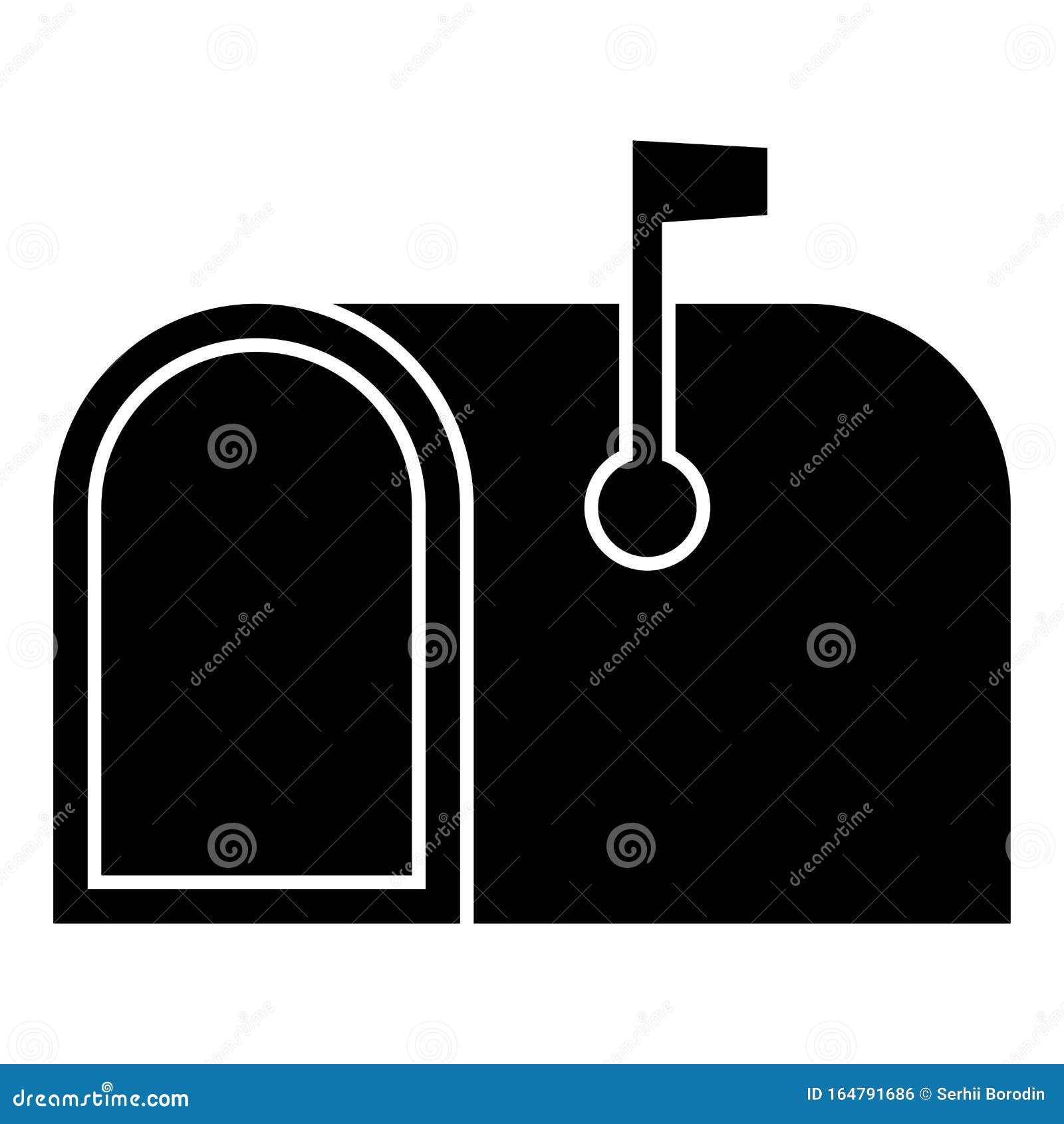 American Mail Box with Flag Pillar-box Postbox Icon Black Color Vector ...