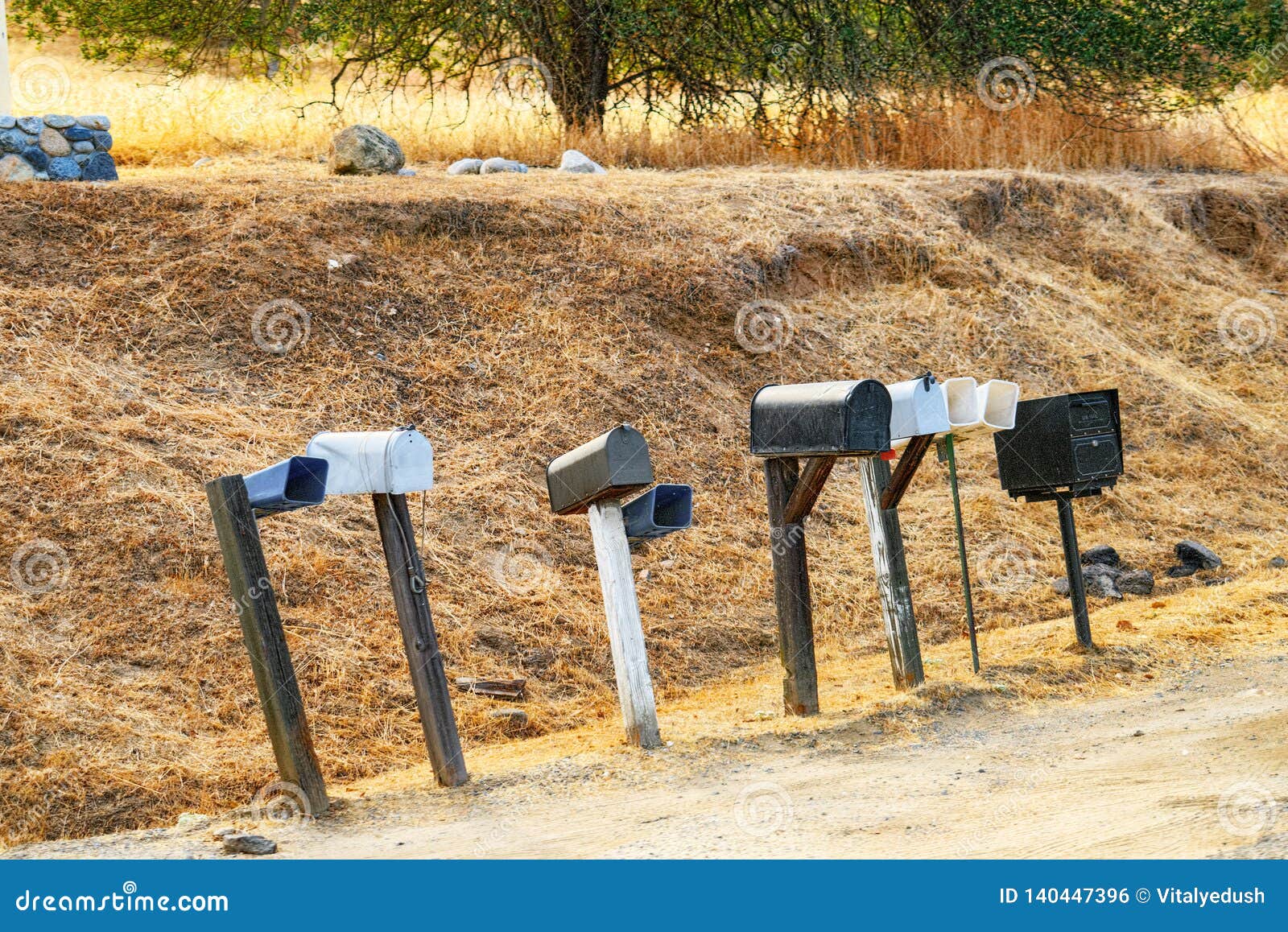 American Mailboxes Along Roads Stock Photo - Image of road, landmark ...