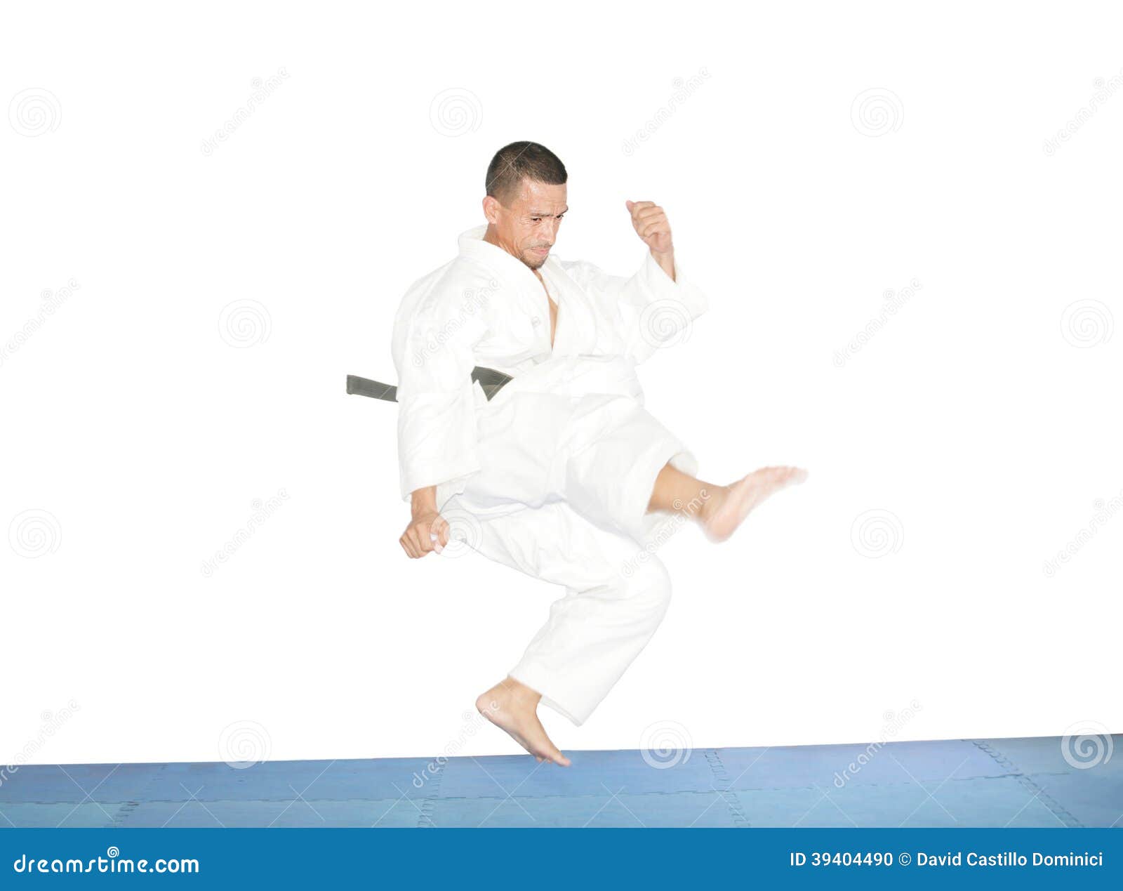 American Man in Karate Suit, Suspended in Mid Air Stock Photo - Image ...