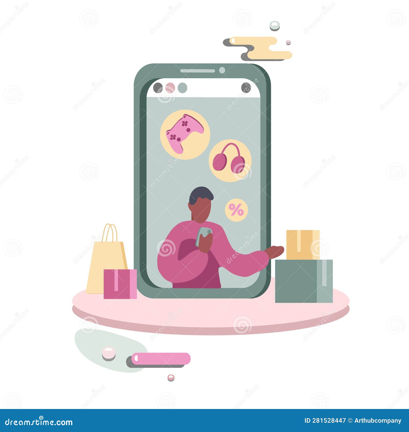 American Man Ordering Goods in Internet Store. Making Purchases Over ...