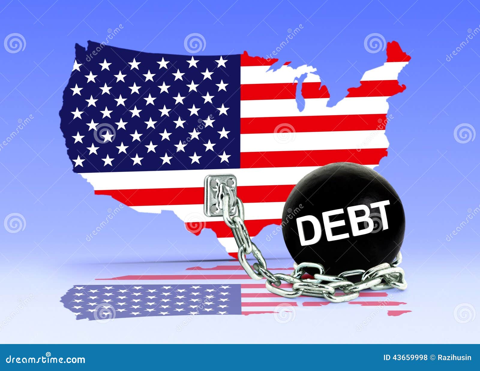 American Map and Debt Ball stock illustration. Illustration of loan ...