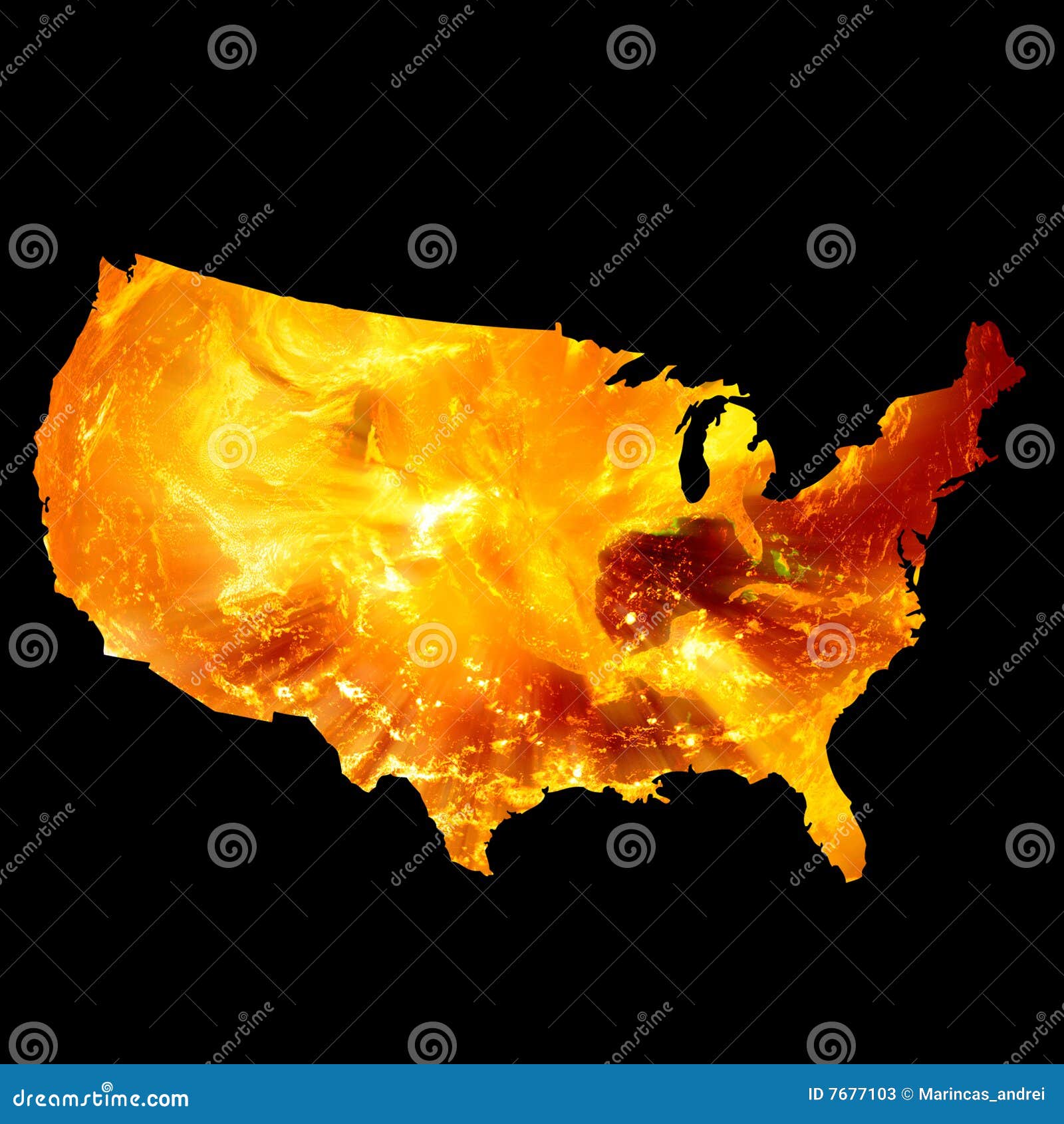 American map on fire stock illustration. Illustration of symbol - 7677103