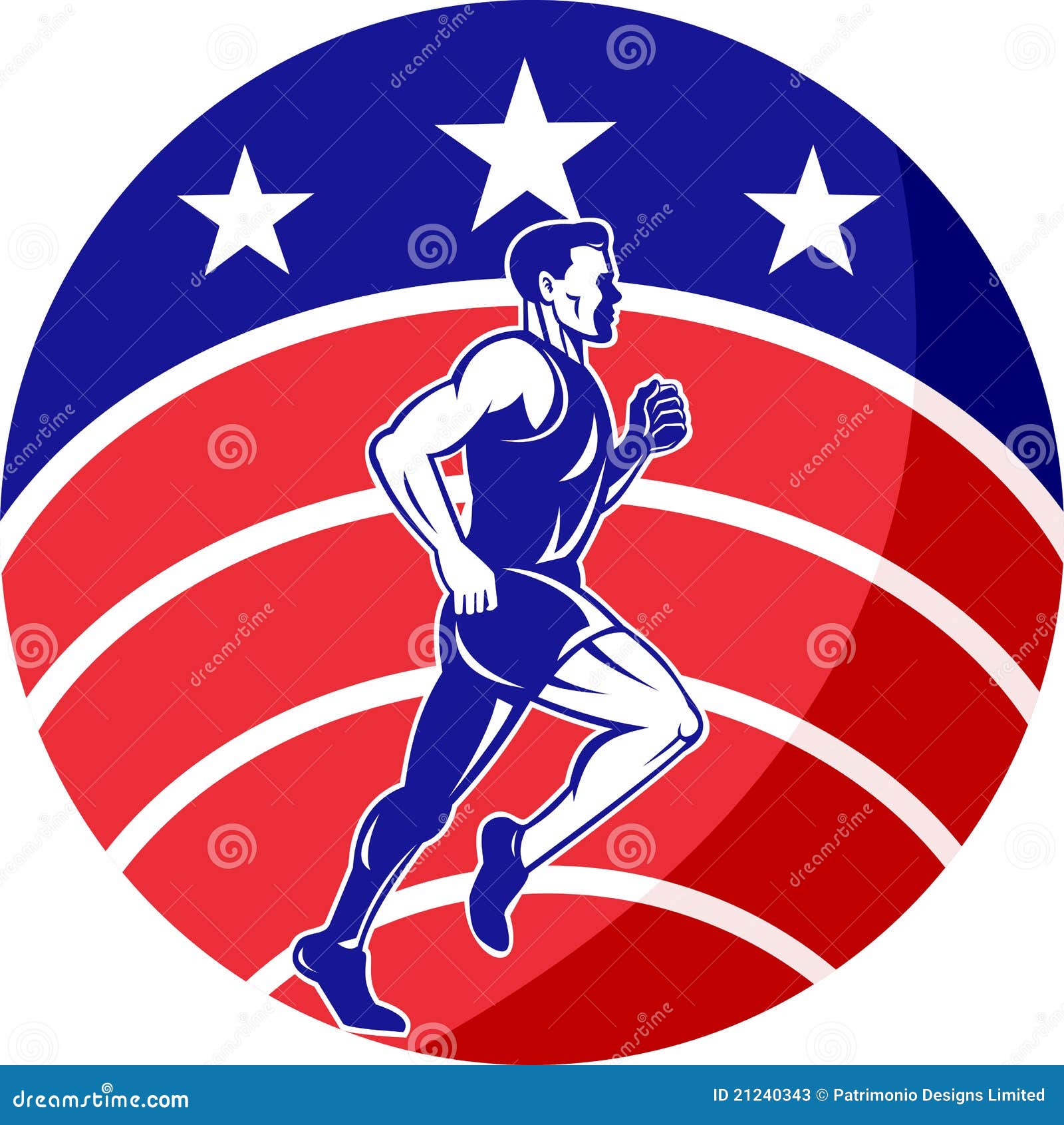 American Marathon Runner Stars Stripes Flag Stock Illustration ...