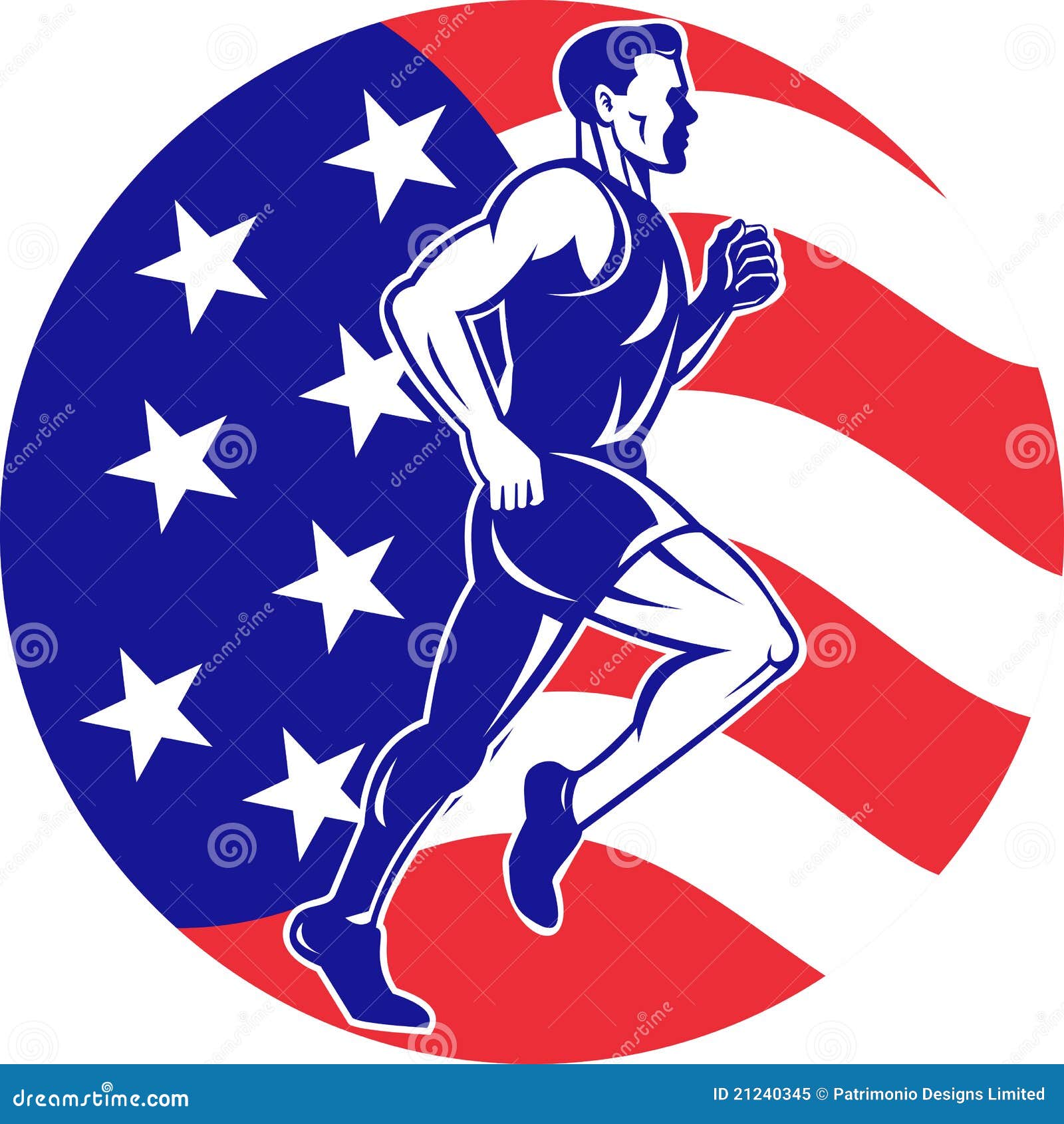 American Marathon Runner Stars Stripes Flag Stock Illustration ...