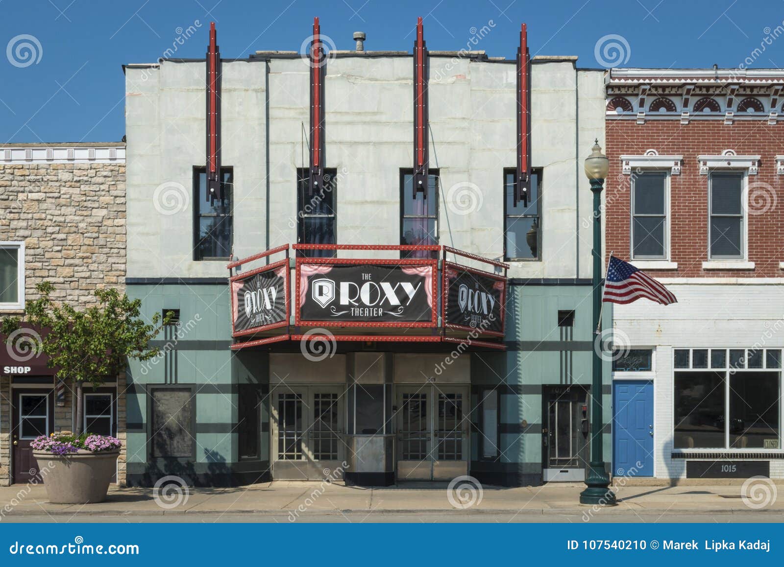 American Midwest in Art Deco Style Editorial Image - Image of awning ...