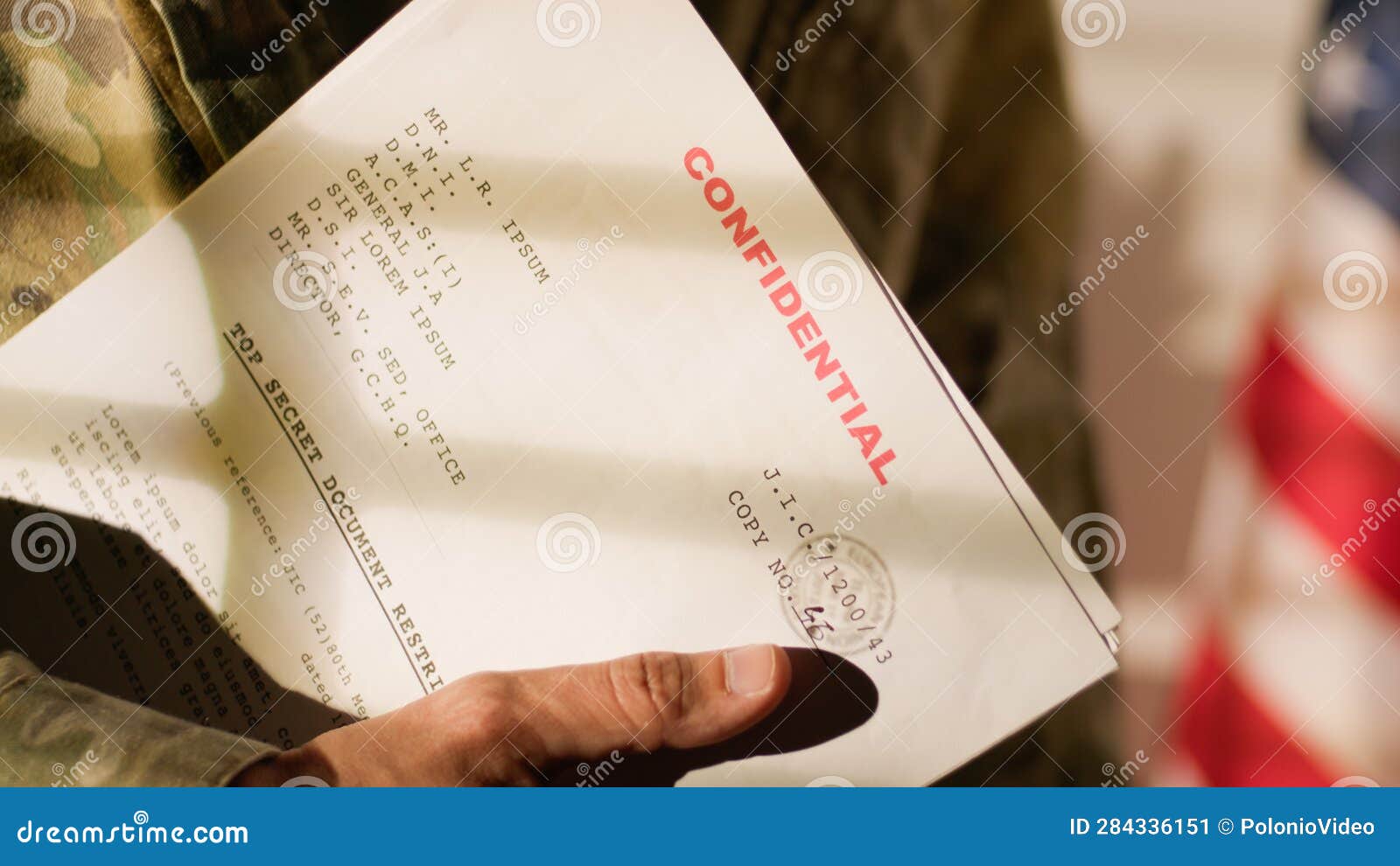 American Military Office with Military Man Holding Documents Stock ...
