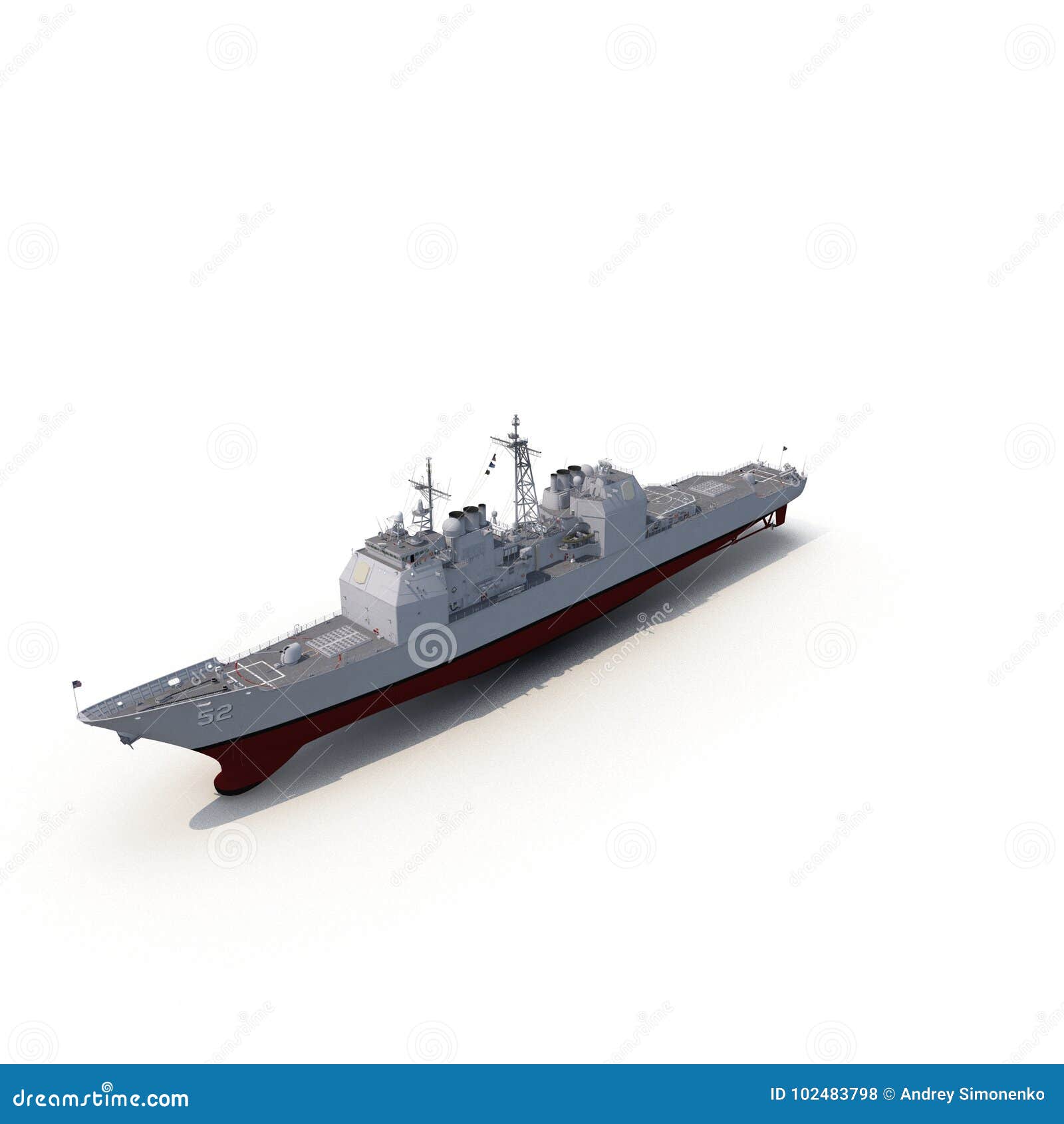 American Modern Warship on White. 3D Illustration Stock Illustration ...