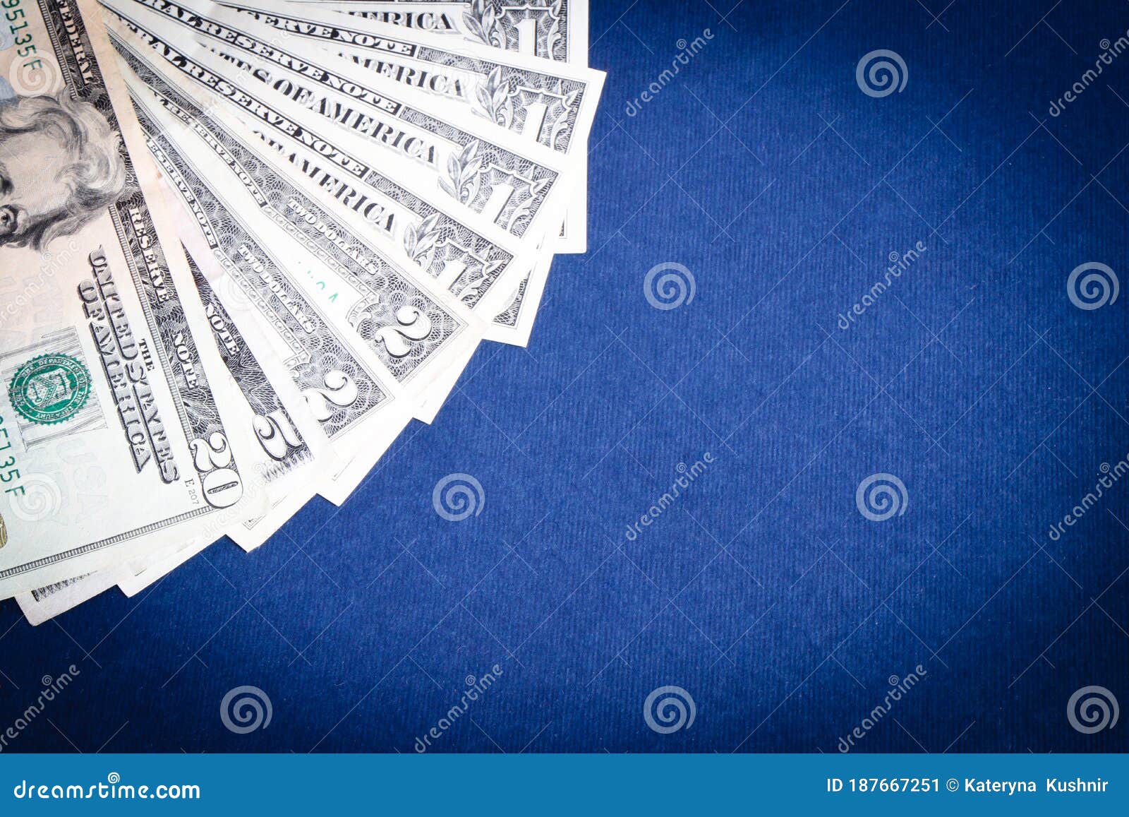 American Money on the Blue Background Stock Image - Image of coins ...