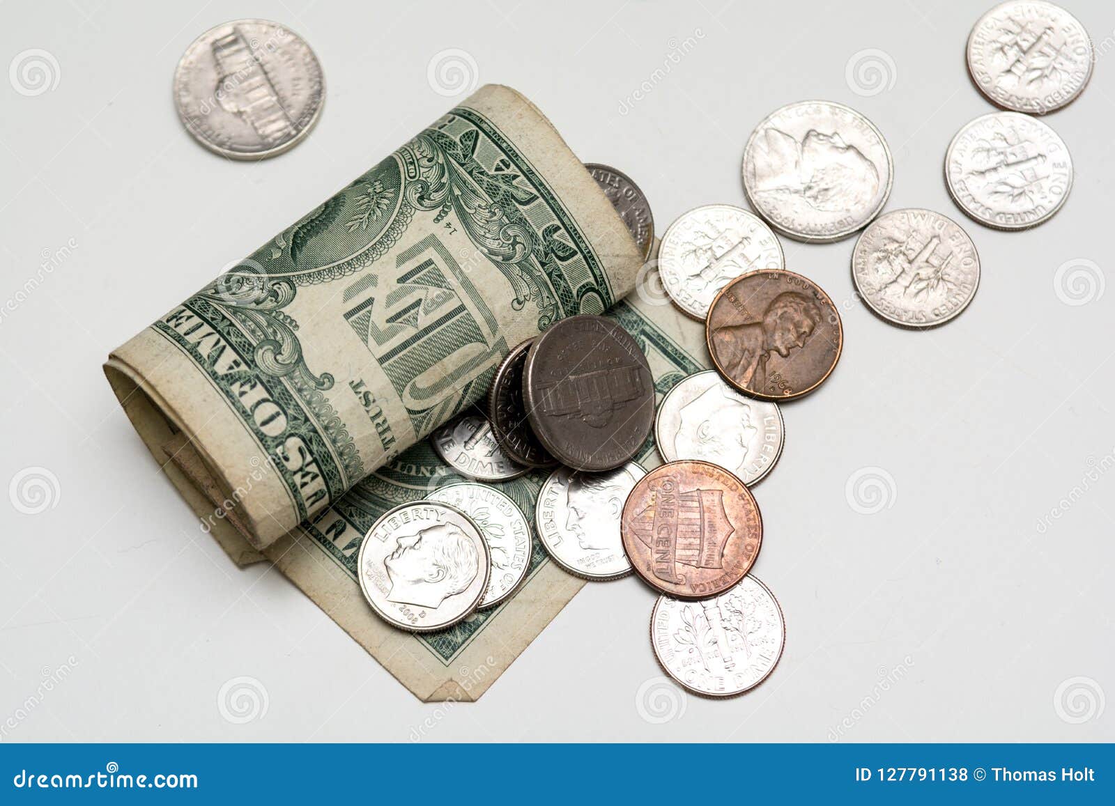 Amercican Currency, Loose Change Stock Photo - Image of savings ...
