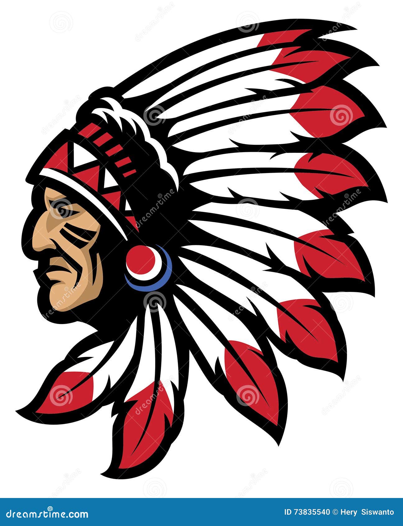 American Native Chief Head Mascot Vector Illustration | CartoonDealer ...