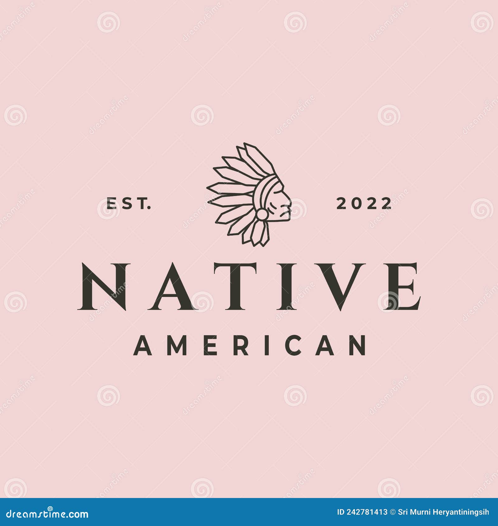 American Native Line Art Logo Vector Symbol Illustration Design Stock ...