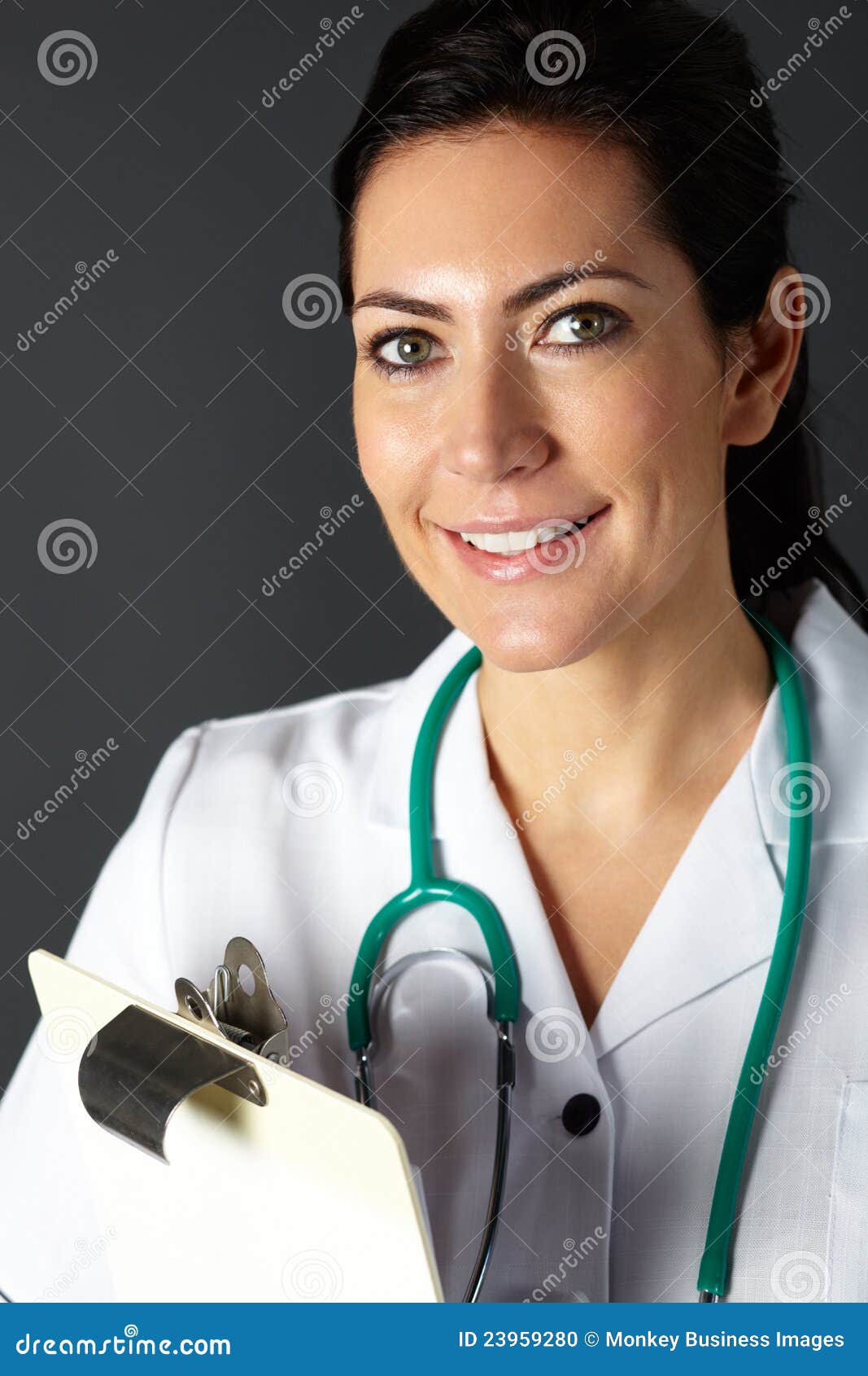 American Nurse with Stethoscope and Clipboard Stock Photo - Image of ...