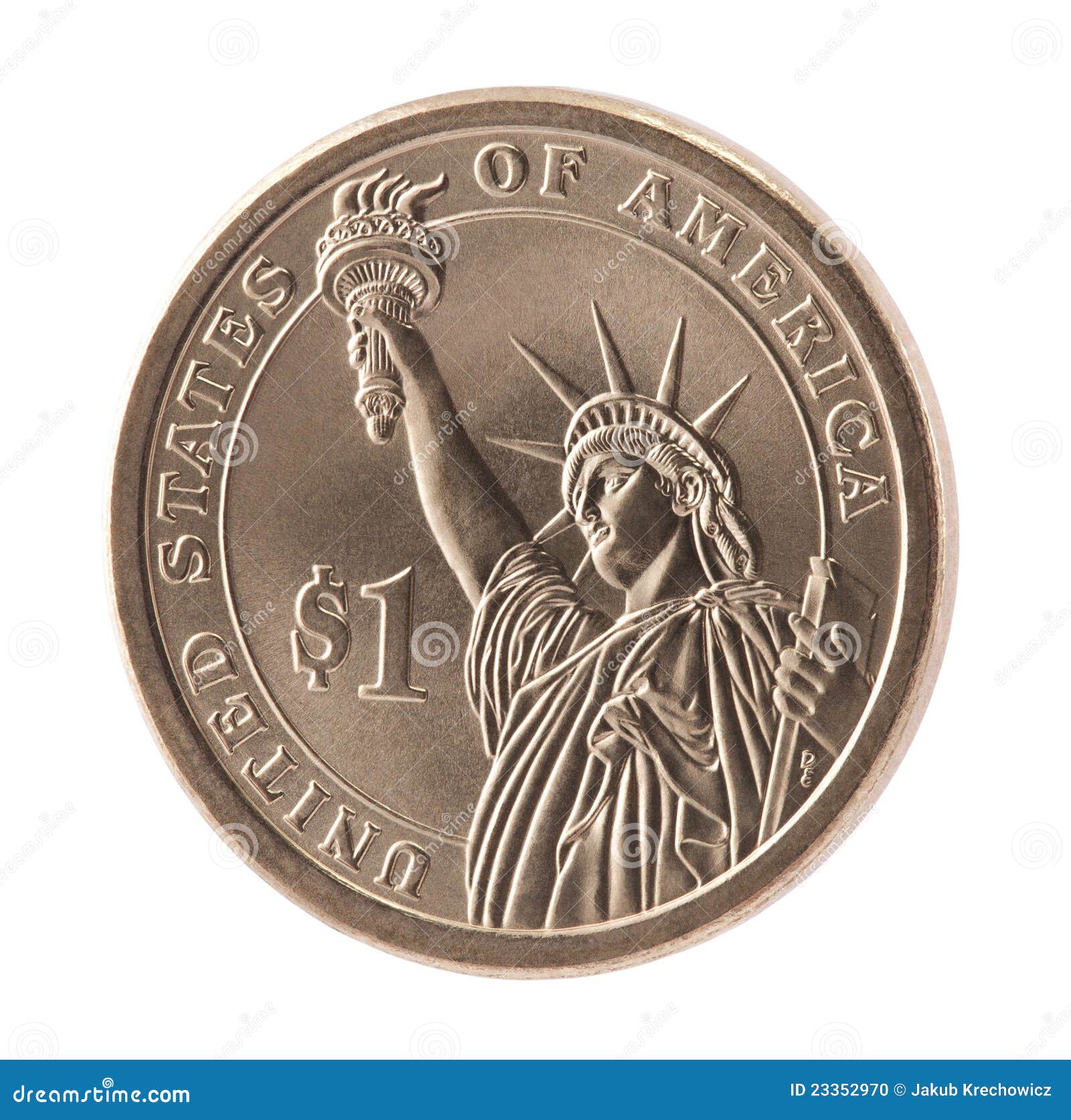 American One Dollar coin stock photo. Image of america - 23352970