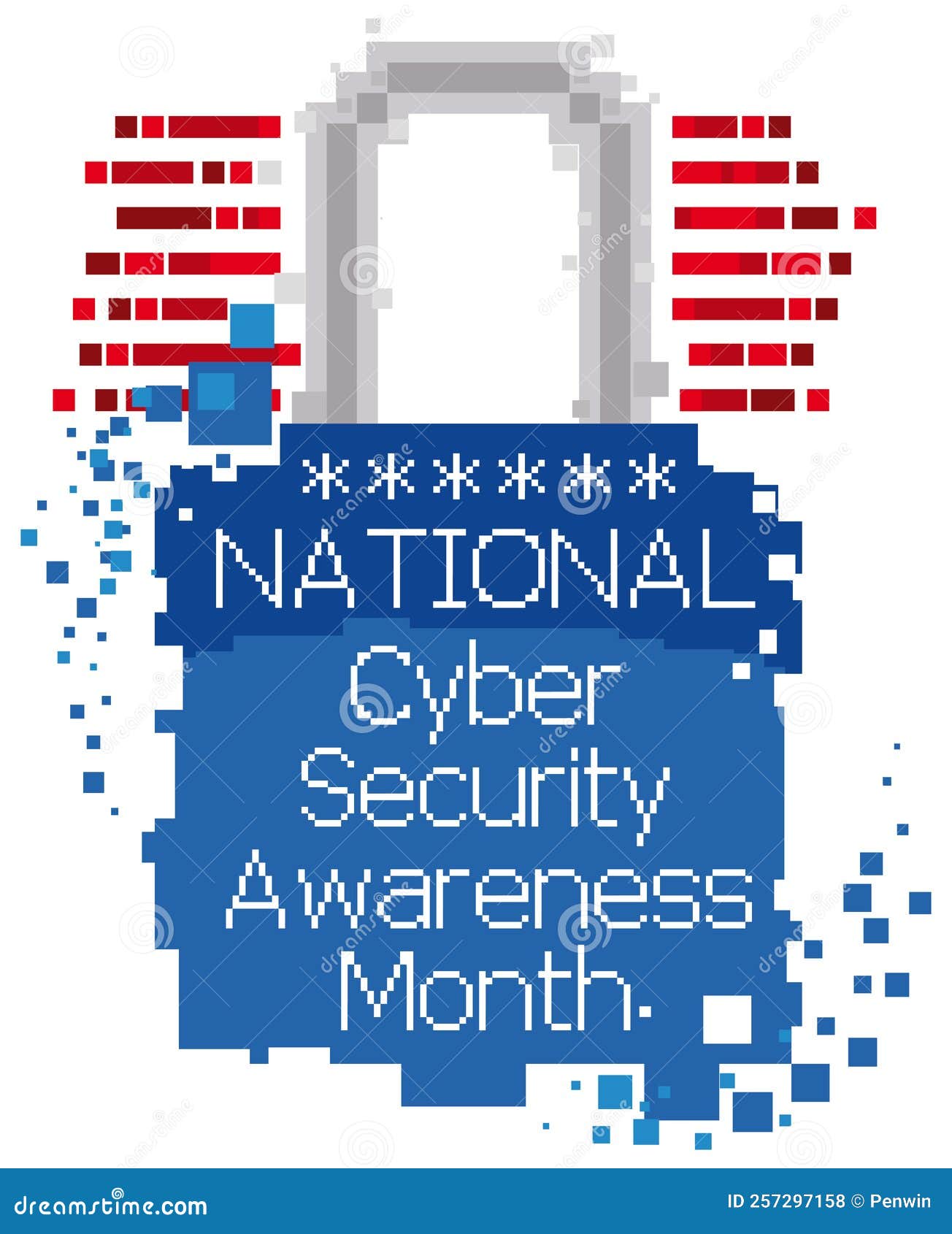 Red And Blue Padlock Promoting National Cyber Security Awareness Month