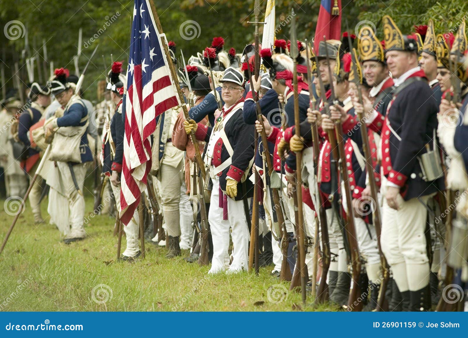 Patriot Soldiers With Flags March To Surrender Field As Part Of The ...