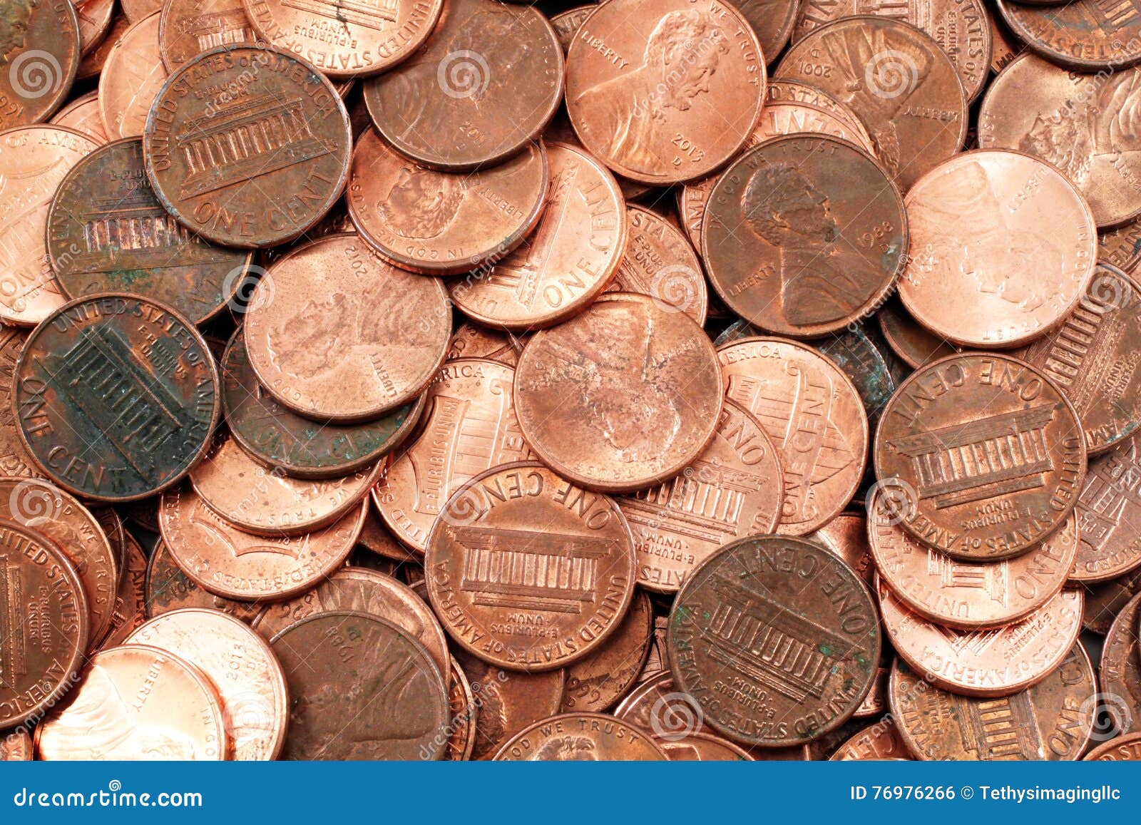 American Pennies Close Up stock photo. Image of pile - 76976266