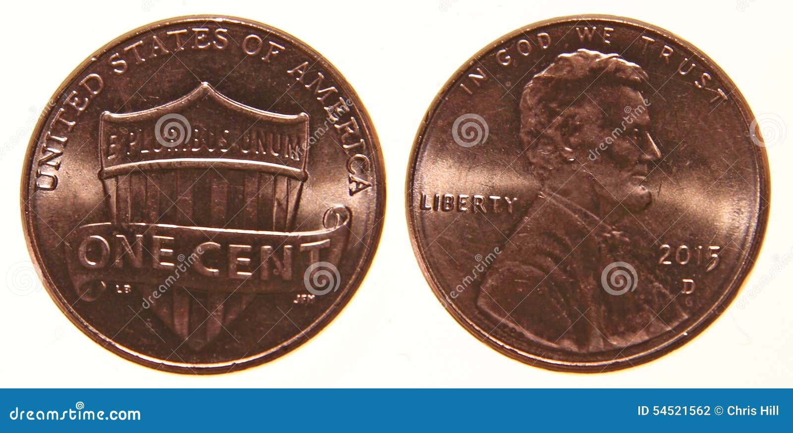 American Penny from 2015 stock photo. Image of cent, penny - 54521562