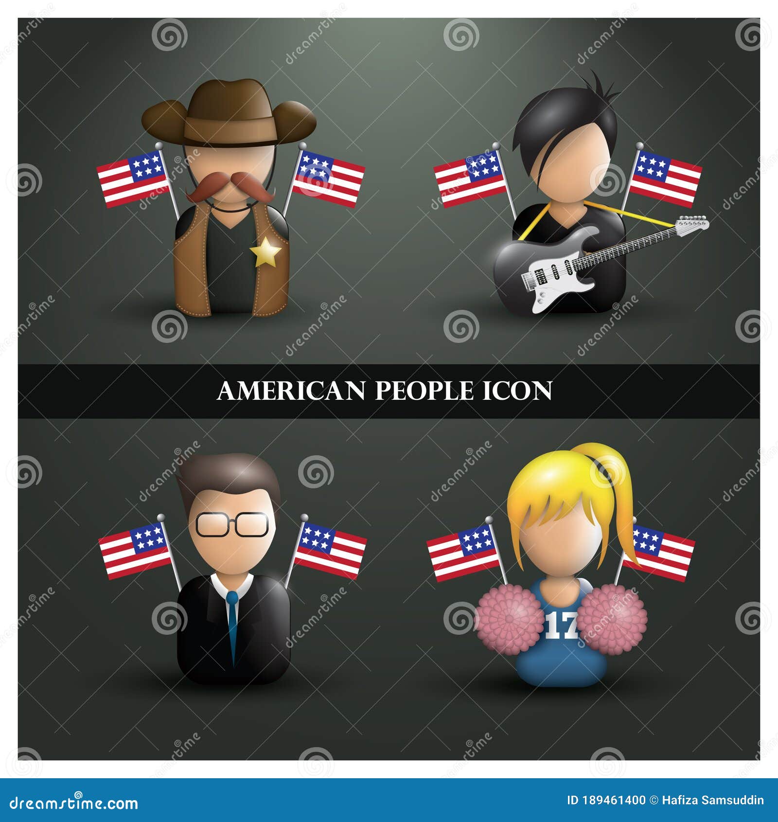 American People Icon Set. Vector Illustration Decorative Design Stock ...