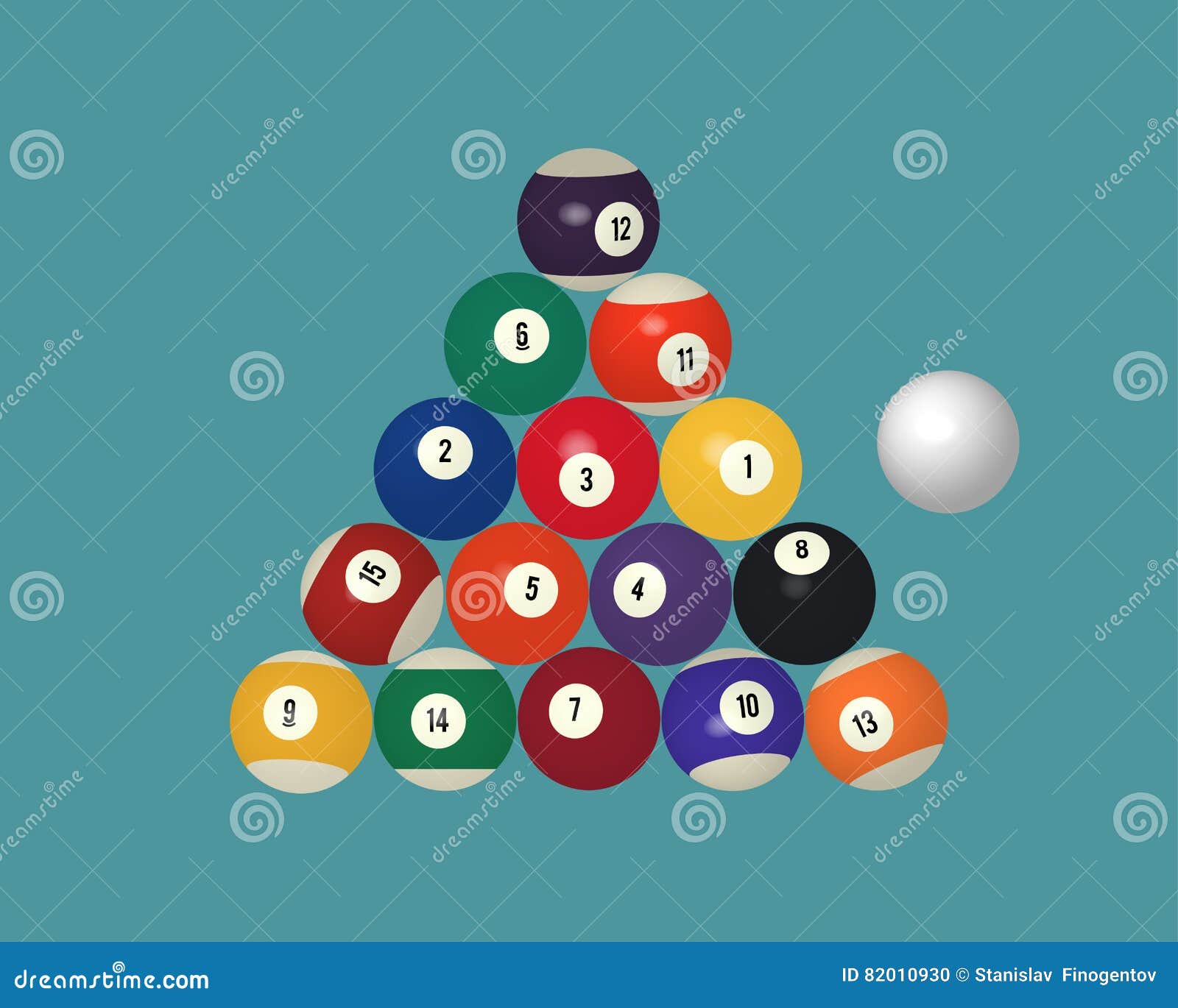 American Pool Billiard Balls. Top View Vector Illustration. Stock ...