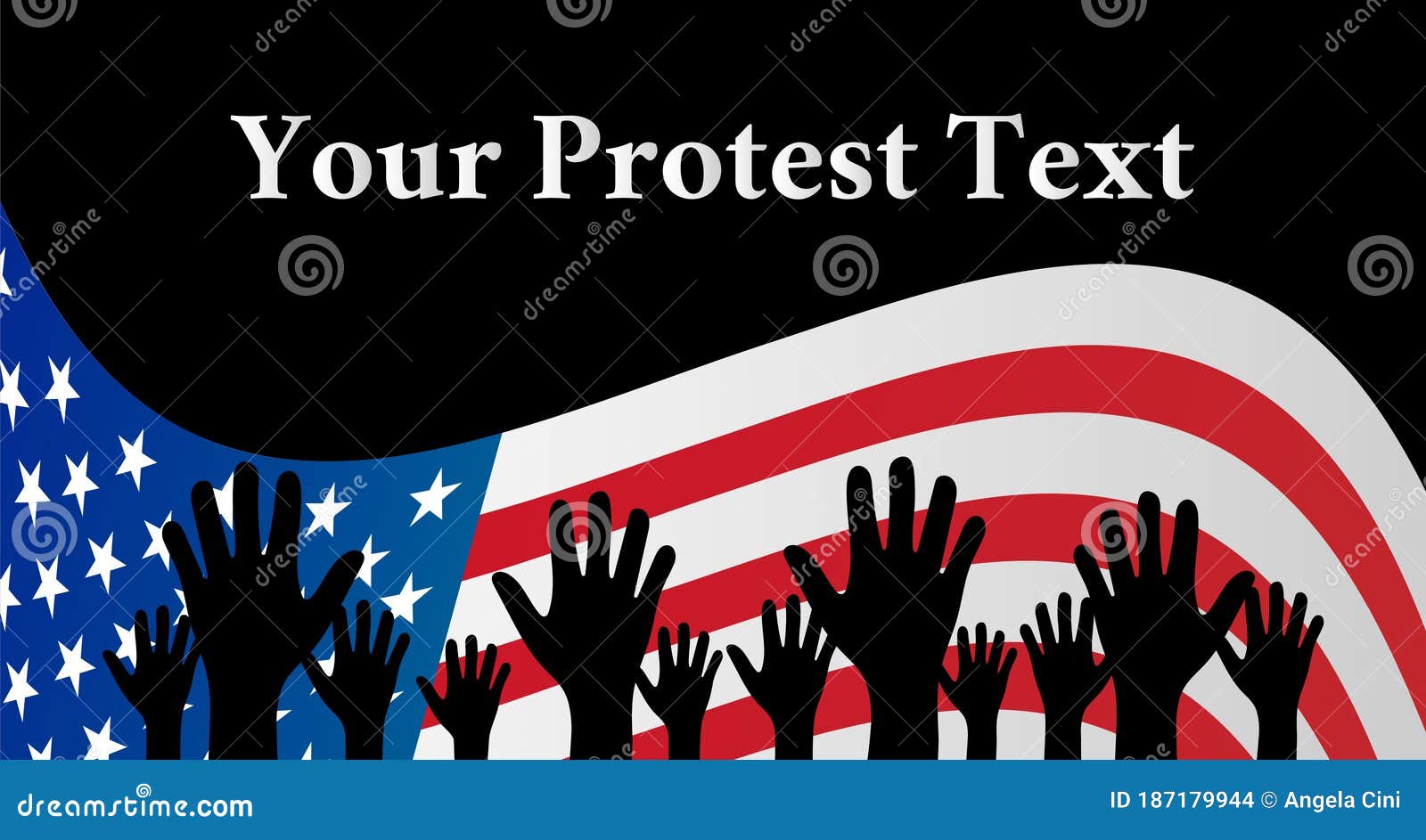 American Protest Background Illustration with Black Hands Stock Vector ...
