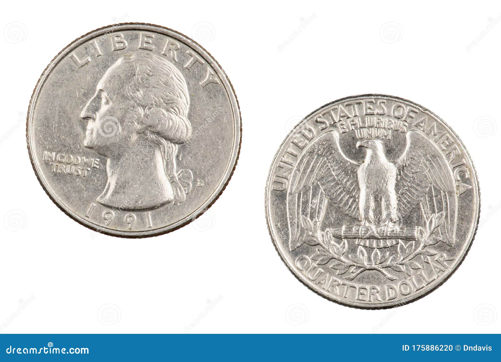 American Quarter Isolated on White Background Stock Photo - Image of ...