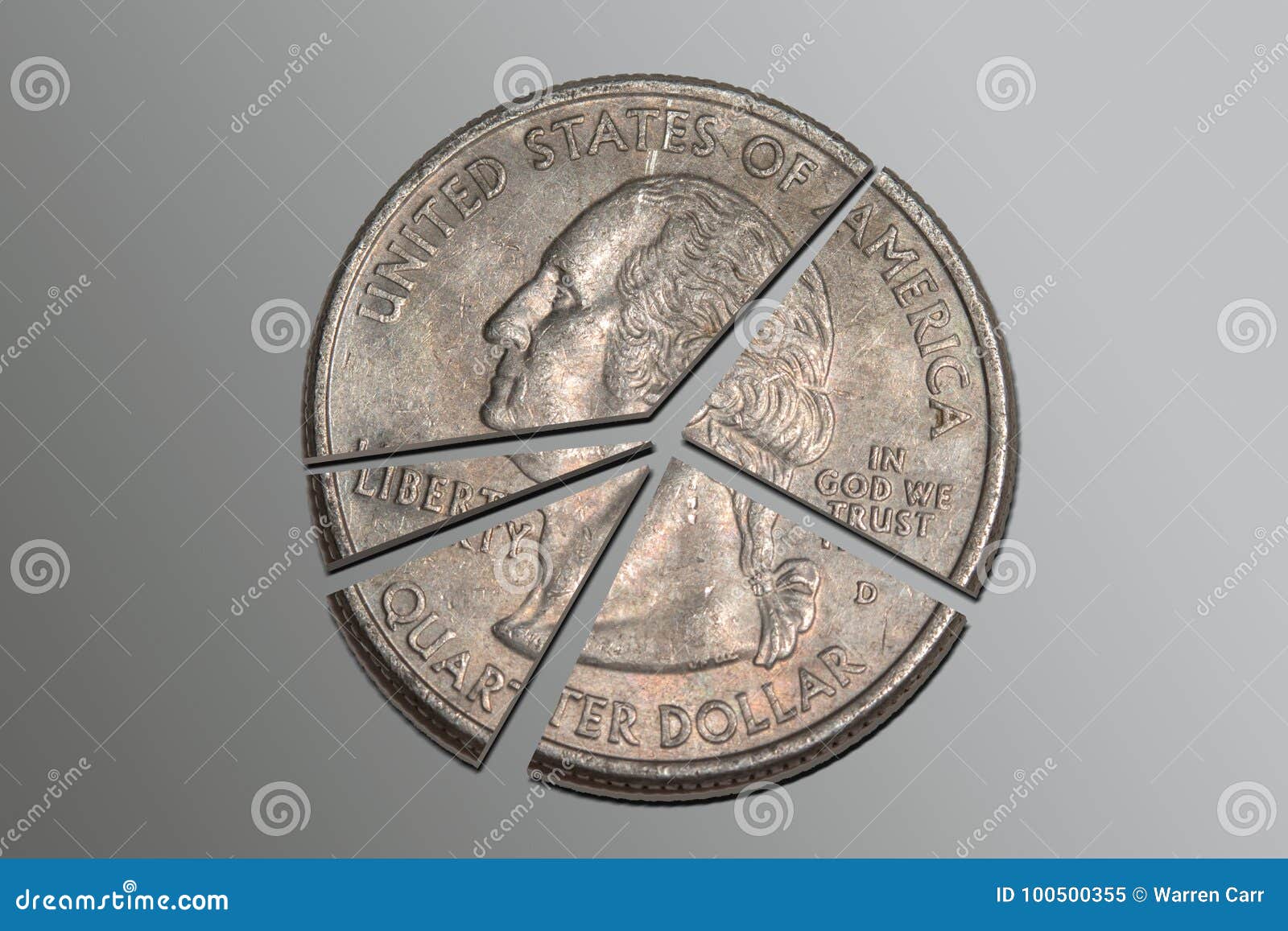 American Quarter Pie Chart stock image. Image of financial - 100500355